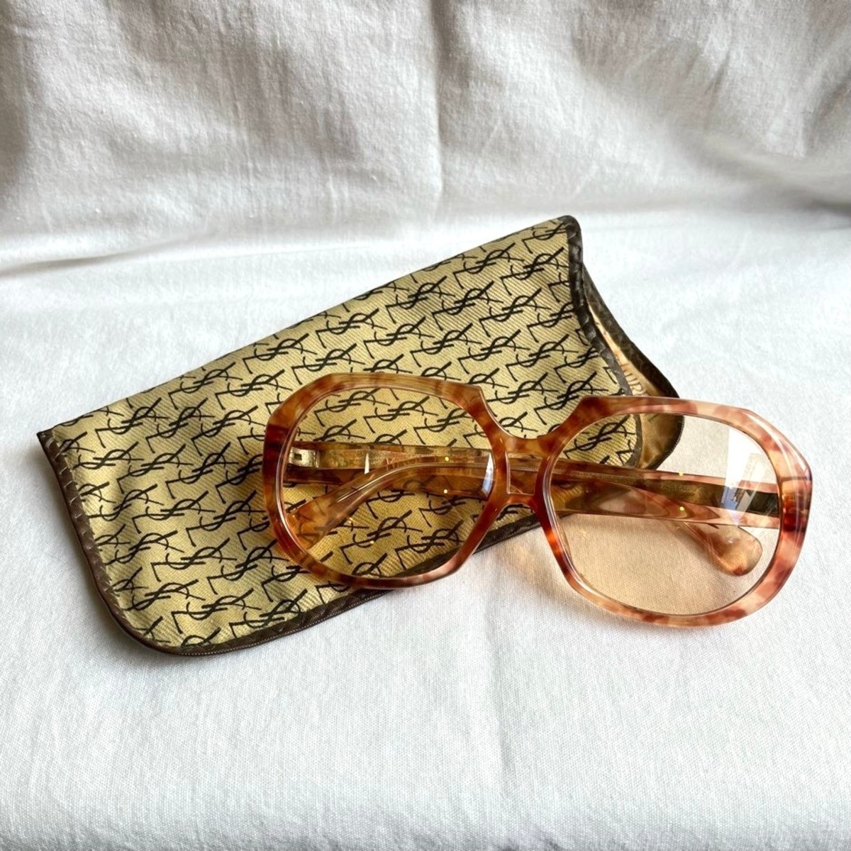 YSL 1980's "Transparent Pink Brown" Sunglasses | CARBOOTS
