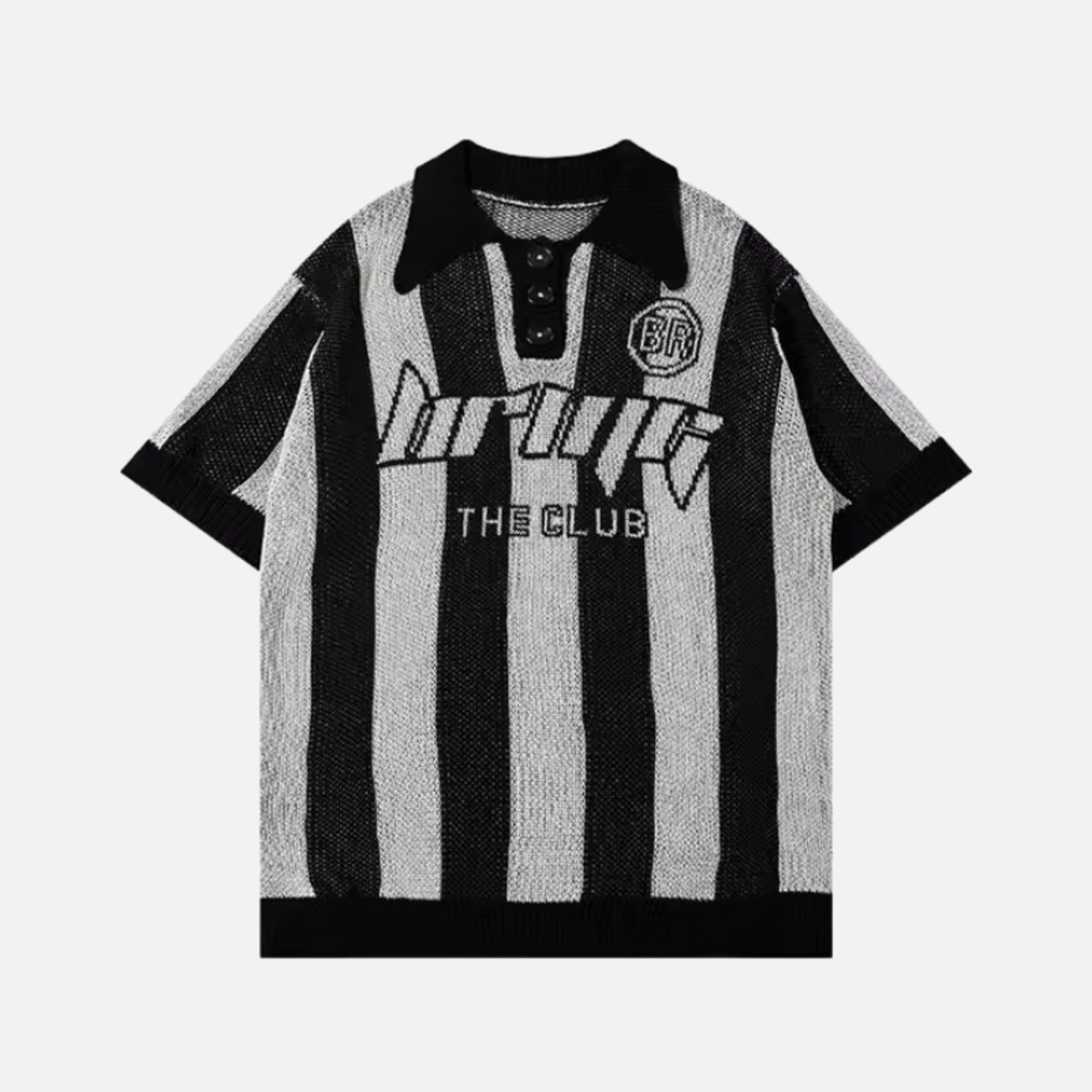 【FLEX0721】Monotone Stripe Knit Polo Shirt | FLEX MADE | フレックスメイド