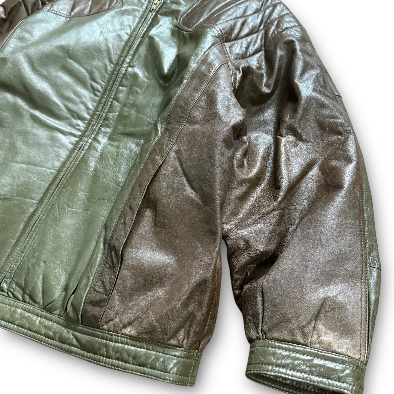 2tone cow nappa racing design jacket / 2トーンカウナッパレーシングデザインジャケット | 古着屋 四季