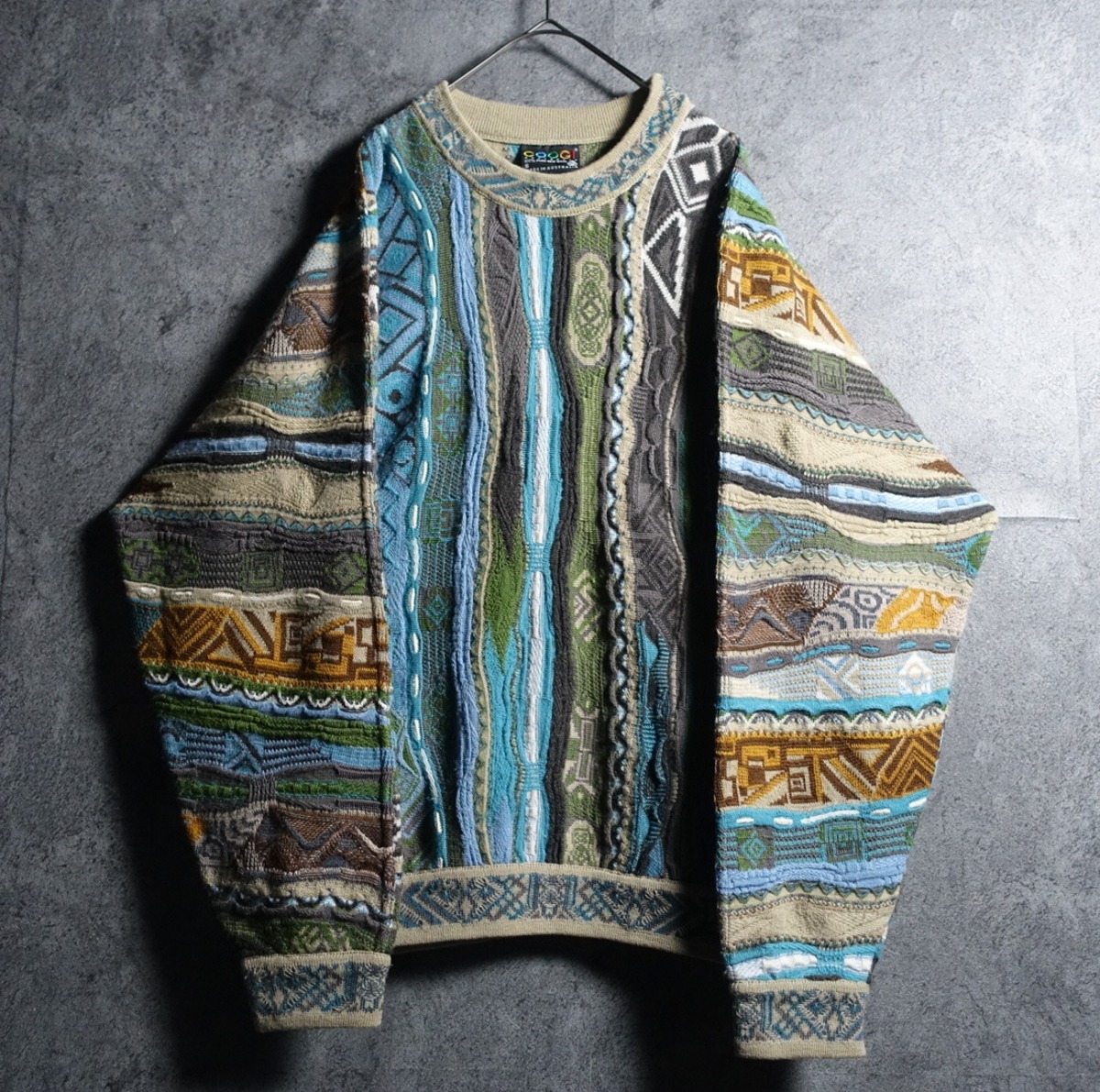 90s “COOGI” Multicolor 3D Pattern Design Knit | 古着屋 FORCE