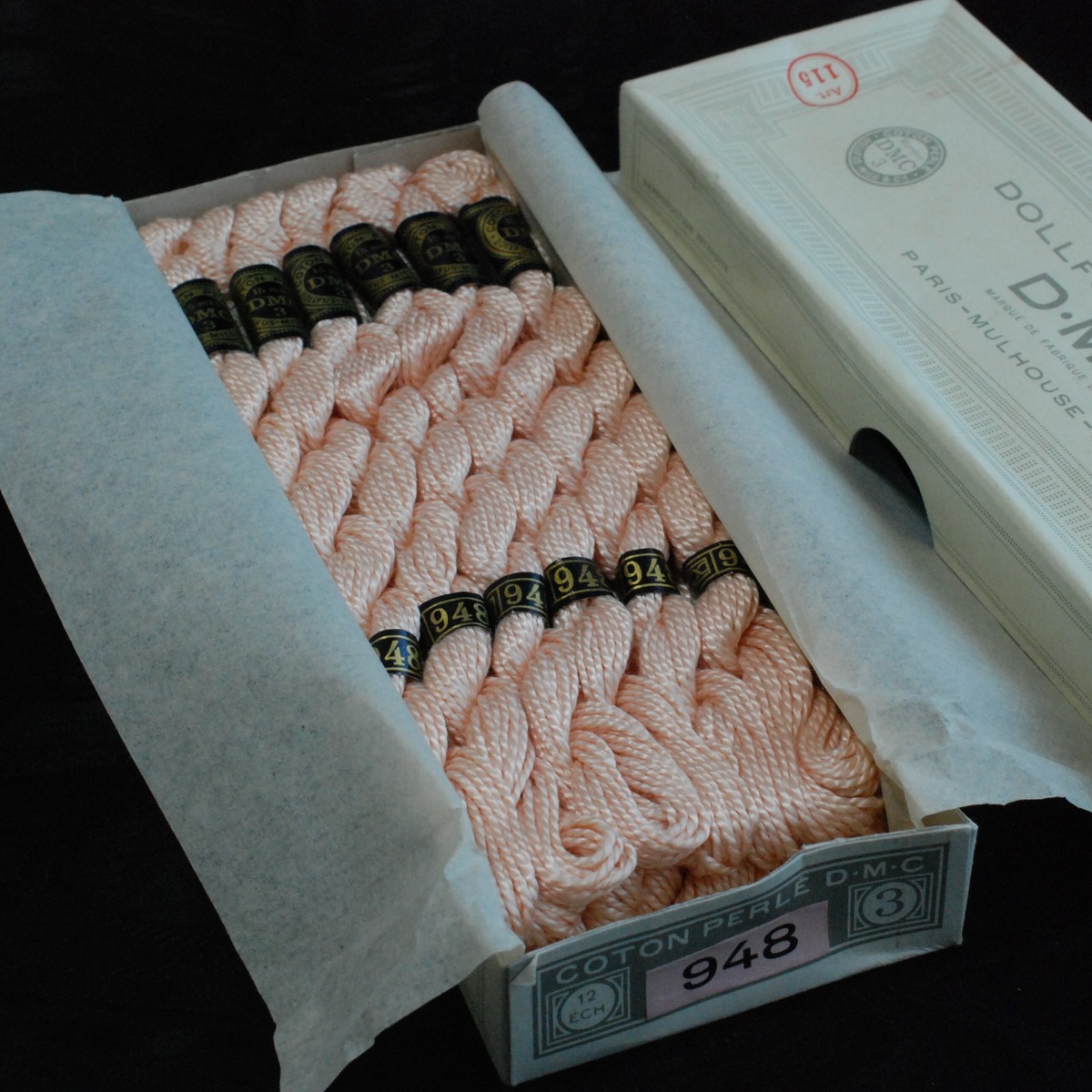 アンティーク DMCコットンパール#3 ピンク系＃948 12本箱入り | Antique Mercerie