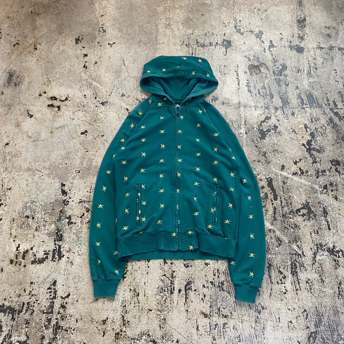 00s STUSSY SKULL PATTERN ZIP HOODIE | GALAXIES