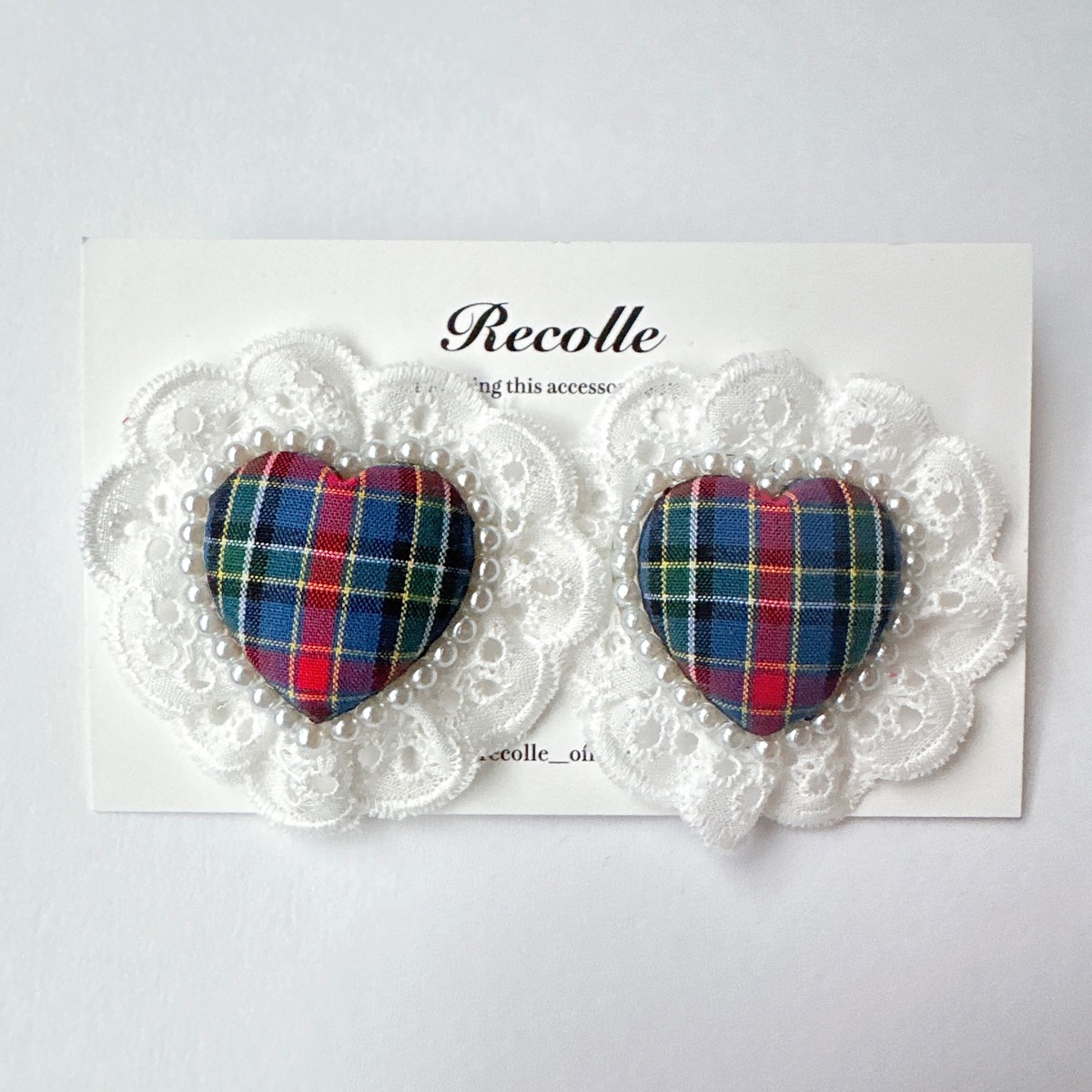 Frill Recolle Heart /tartan check（blue③） | Recolle
