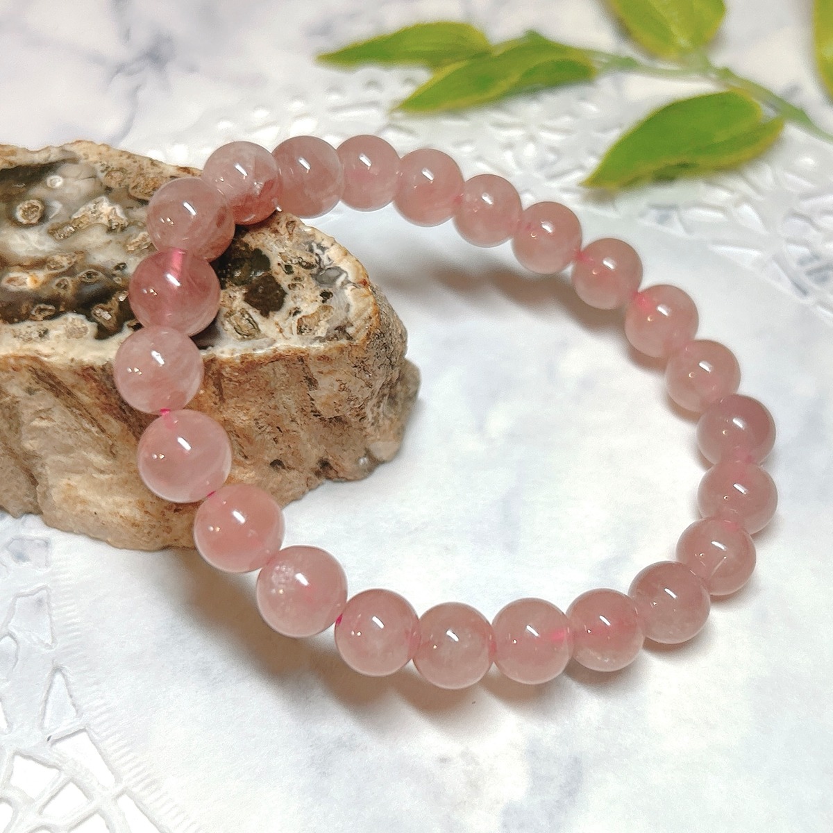 【E12865】ディープローズクォーツ＊8㎜＊ブレスレット＊ピンク＊濃いピンク＊マダガスカル＊パワーストーン＊Deep Rose Quartz ...