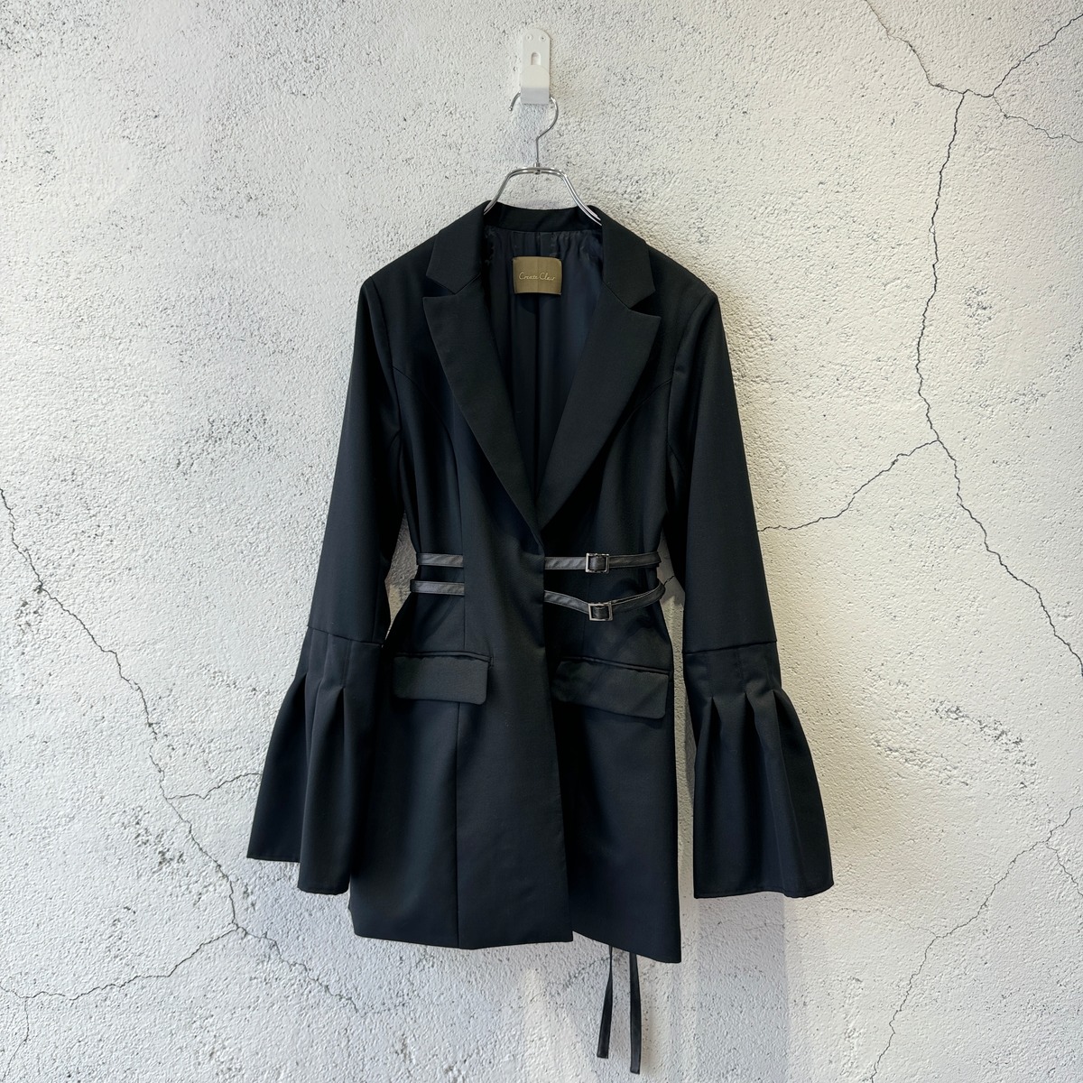 Create Clair / Bon sleeve belt jacket / Black | ふぁいん
