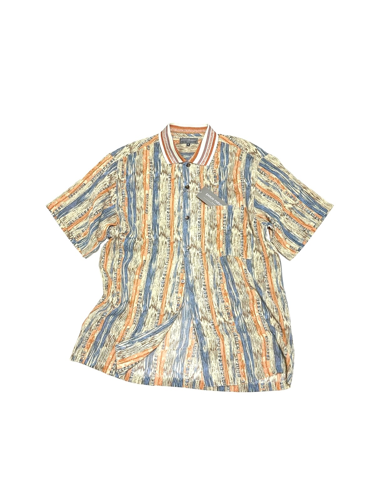 c90's PACO RABANNE (Lic.) Abstract_Stripe Pattern Polo_Like SH | ETRAK