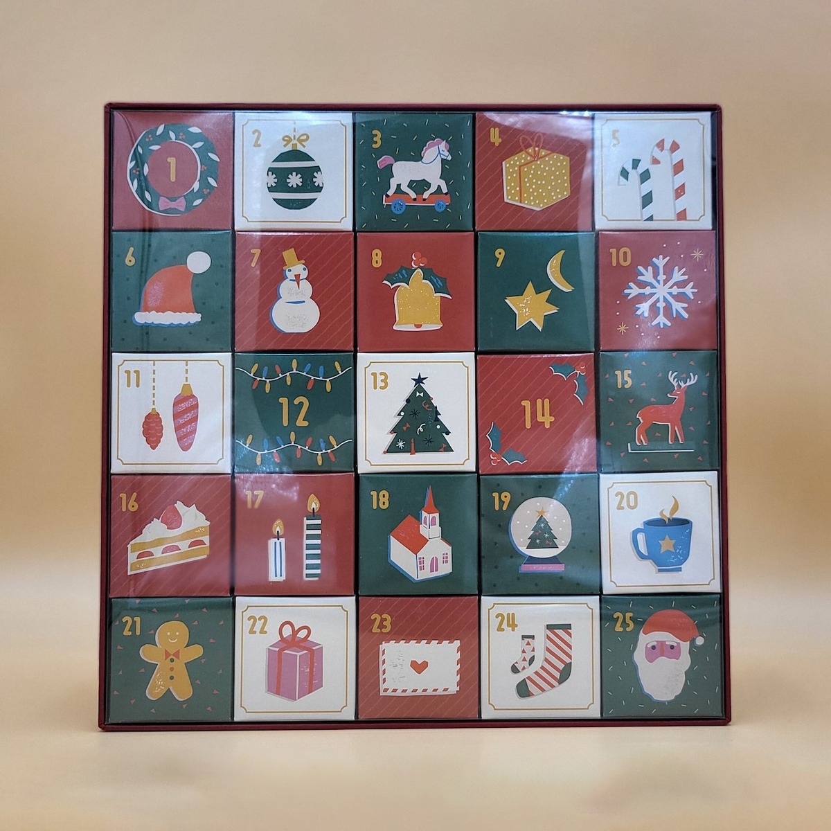 【100個セット（業販）】25小箱/一体型/透明蓋付き アドベントカレンダー/カウントダウンカレンダー（業販向けロット販売） | KITTE&HATTE