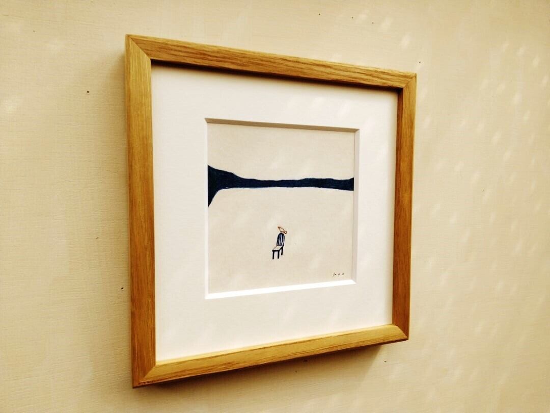 【一点物】原画「広場」※木製額縁入り | 絵と額縁 naokamimura / kadokado 絵画 イラスト 額縁 フレーム