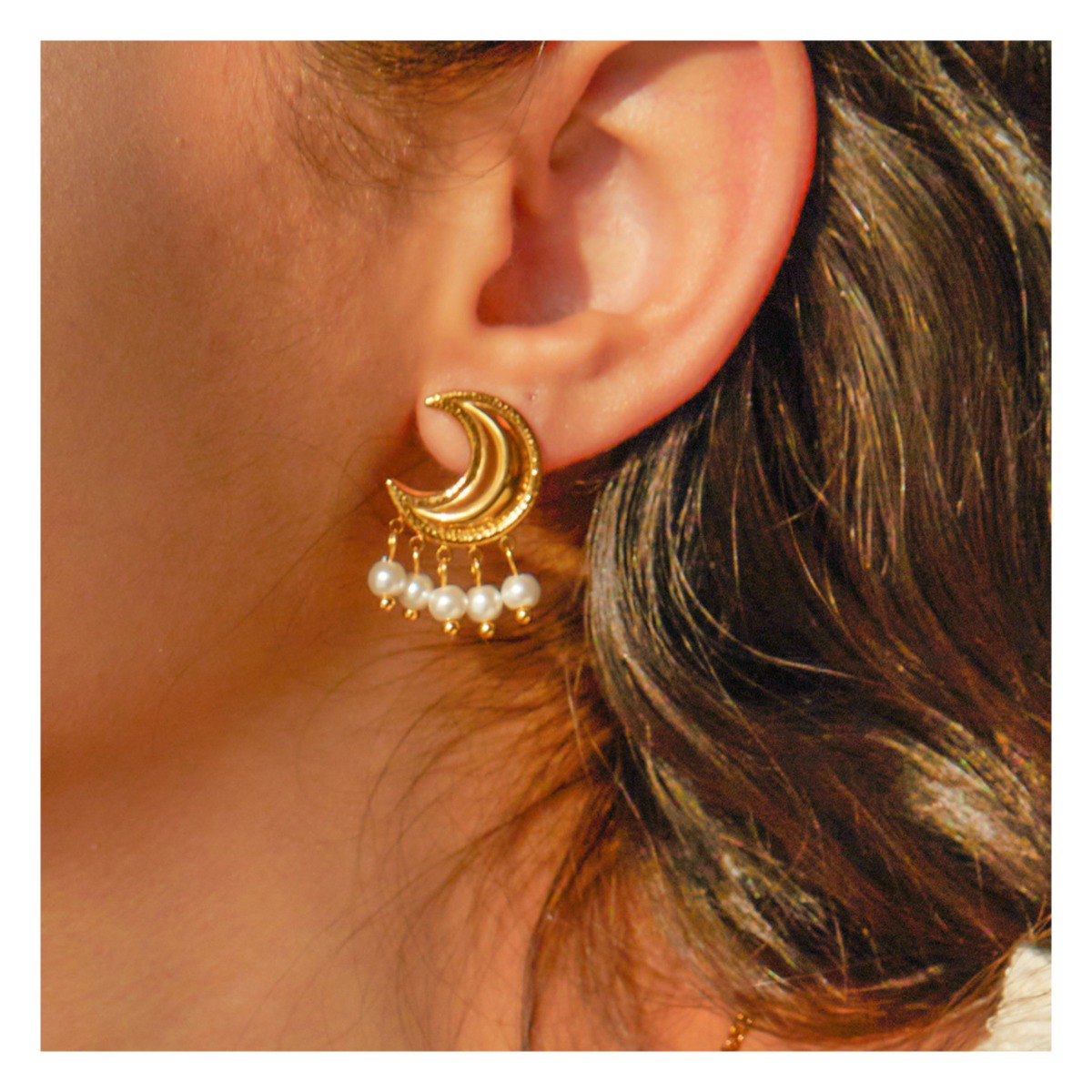 316L Perl Crecsent Moon Pierce | misyjewelry