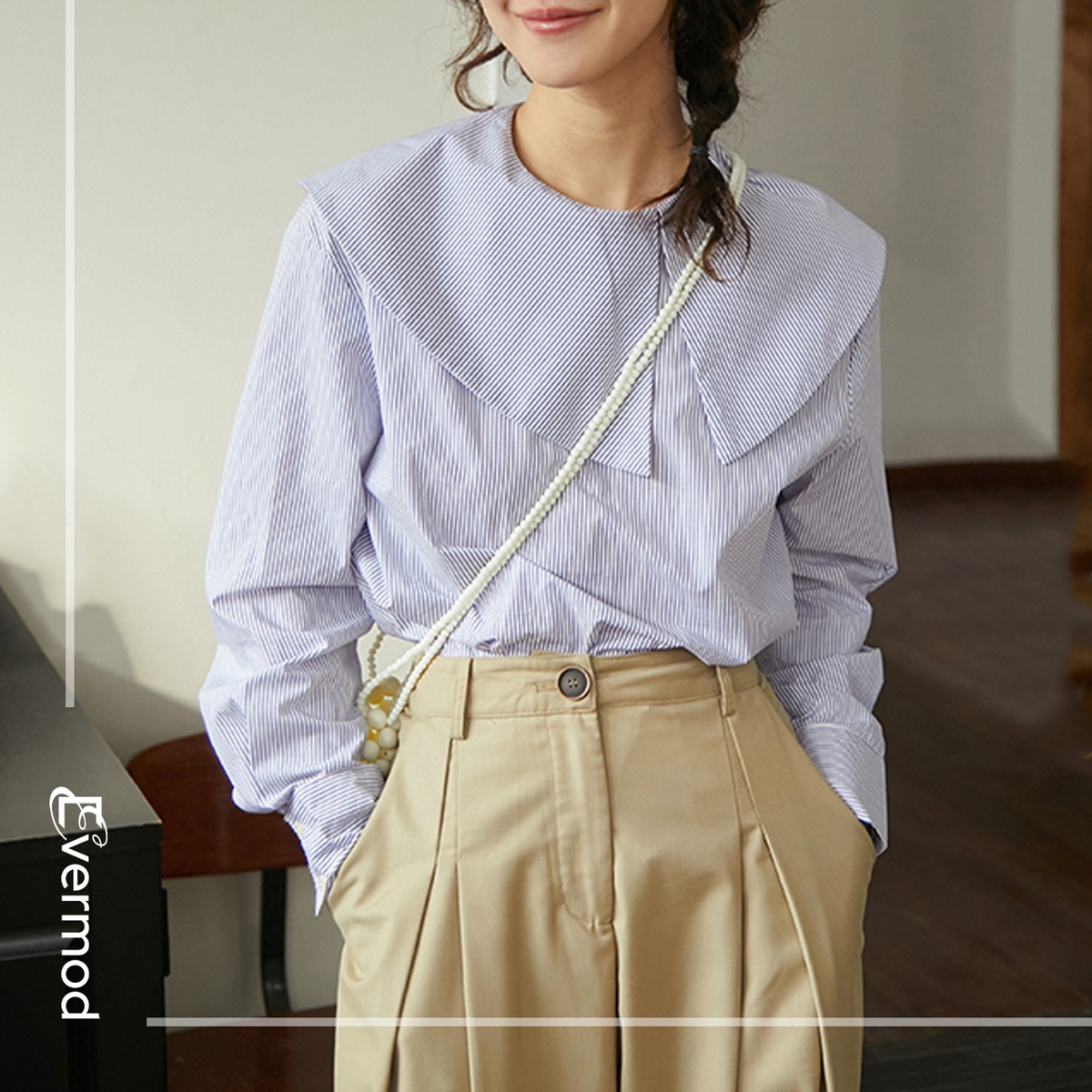 アシンメトリーカラーブラウス /YT0032 | Evermod