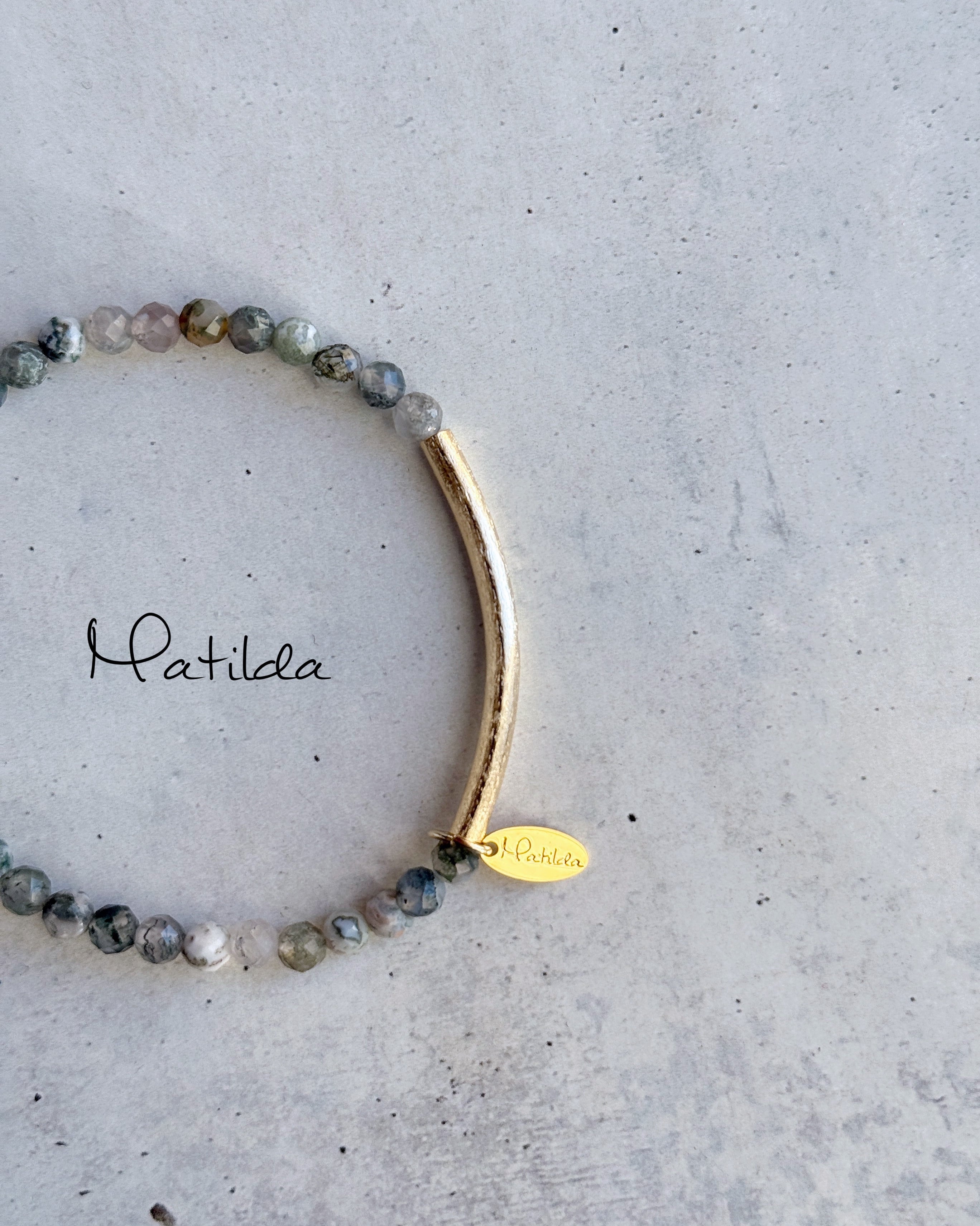 Tube & stone bracelet（モスアゲート） | Matilda