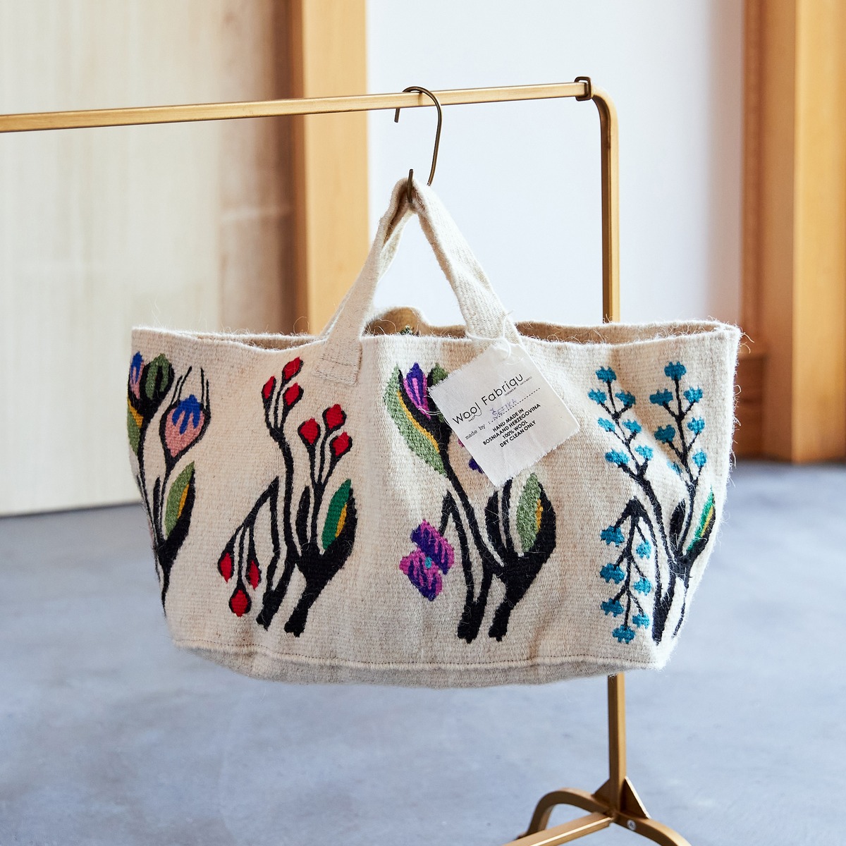 Wool Fabrique オーバルバッグ （HERBIER colorful×white）100%ウール手織り | NOOS Hayama