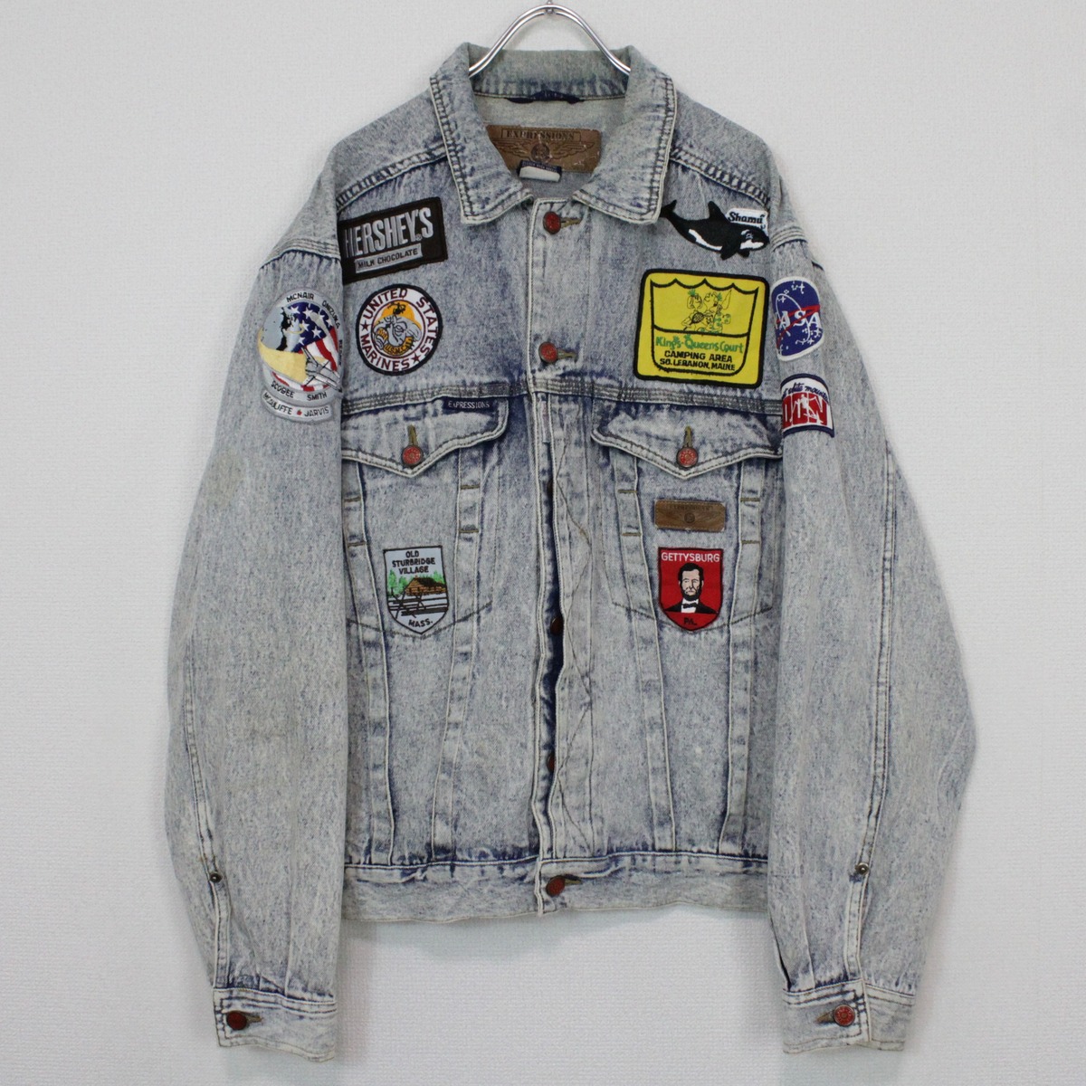 【Caka act2】Patch Custom Design Loose Chemical Washed Denim Jacket ...