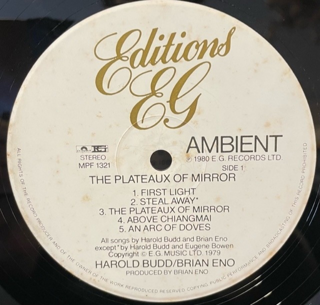 HAROLD BUDD & BRIAN ENO "AMBIENT 2" LP | EAD RECORD