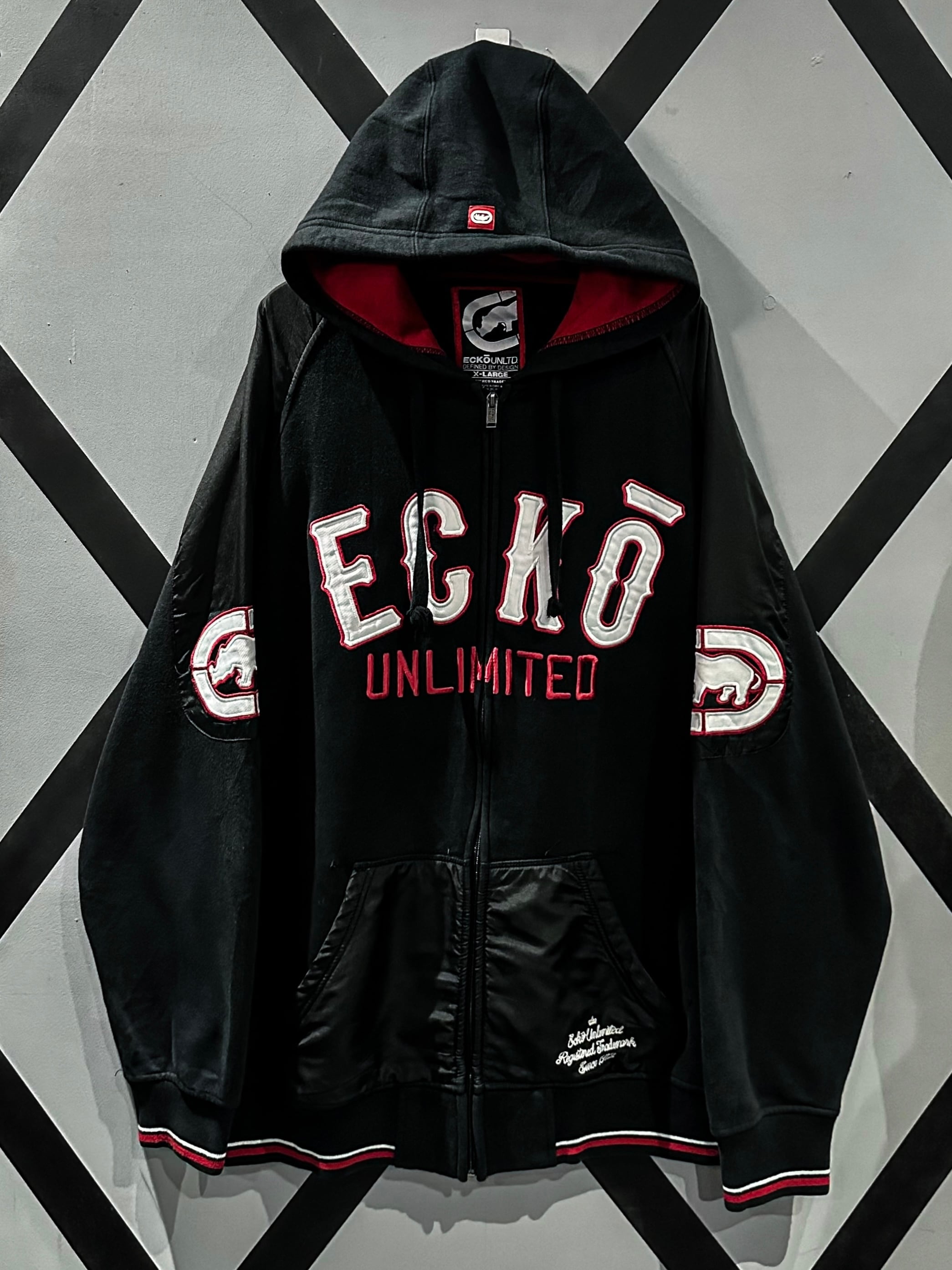 【X VINTAGE】"ECKO UNLTD" Nylon Switching Embroidery Design Vintage Loose ...