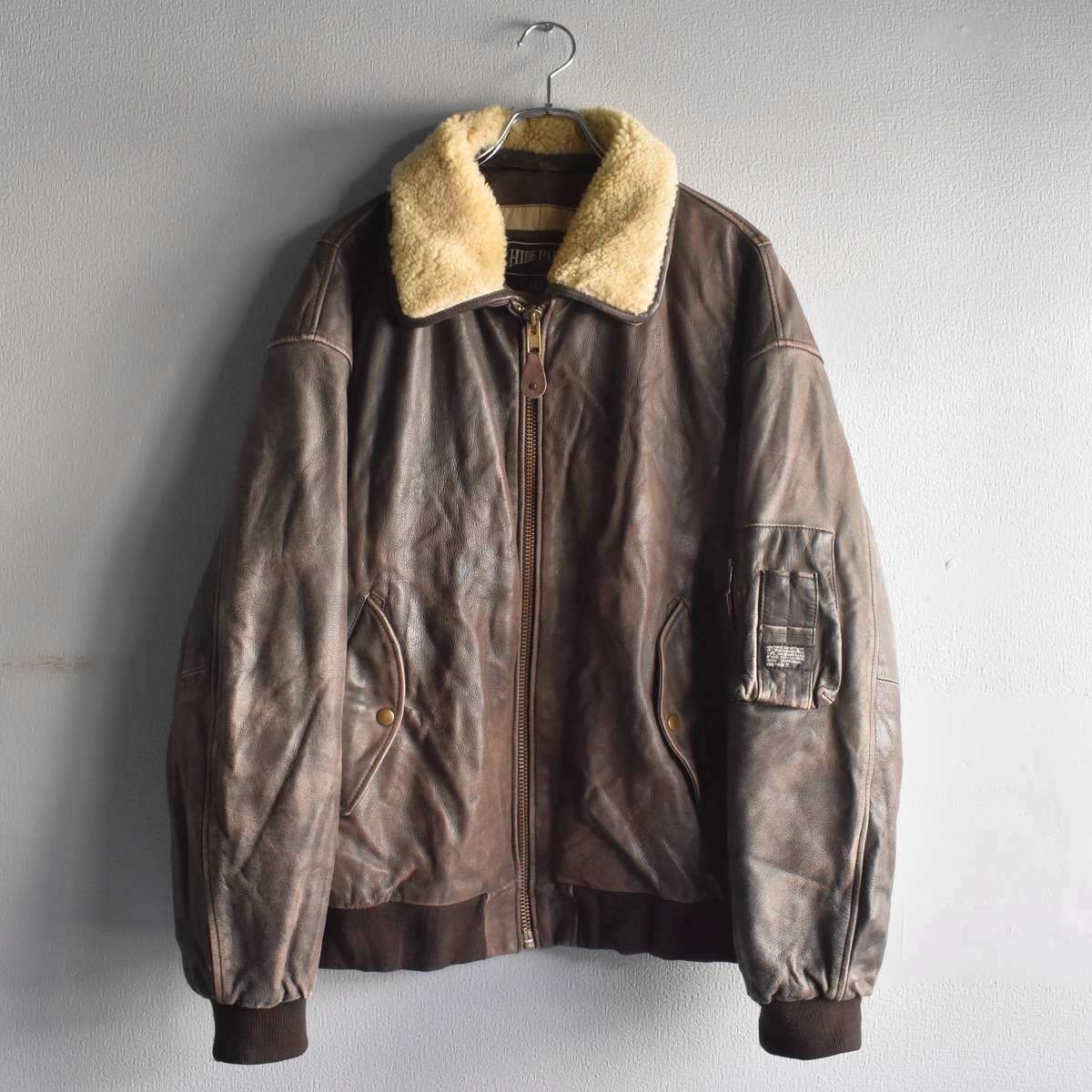 Military Sampling Boa Collar Genuine Leather Jacket | FINCH vintage and ...