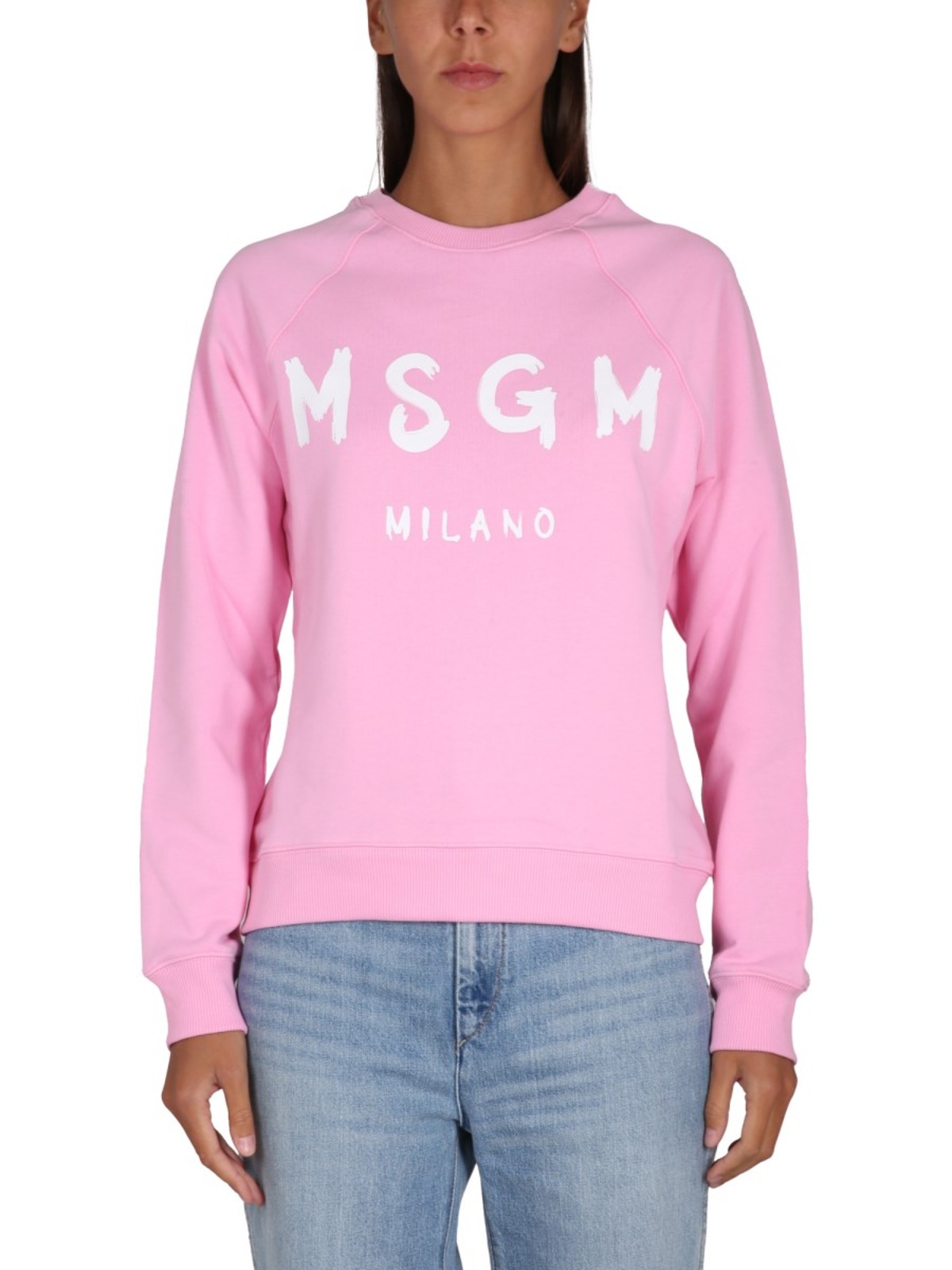 MSGM COTTON SWEATSHIRT WITH PENNELATO LOGO PRINT 2000MDM513_20000012 14603 | BASE百貨店