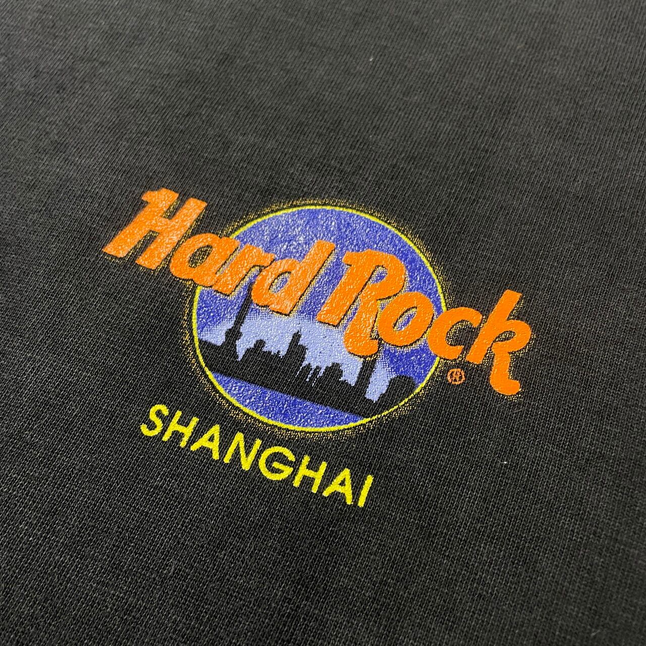 HARD ROCK CAFE SHANGHAI ハードロックカフェ プリントTシャツ メンズM 古着 上海 フェードブラック 黒色【Tシャツ ...
