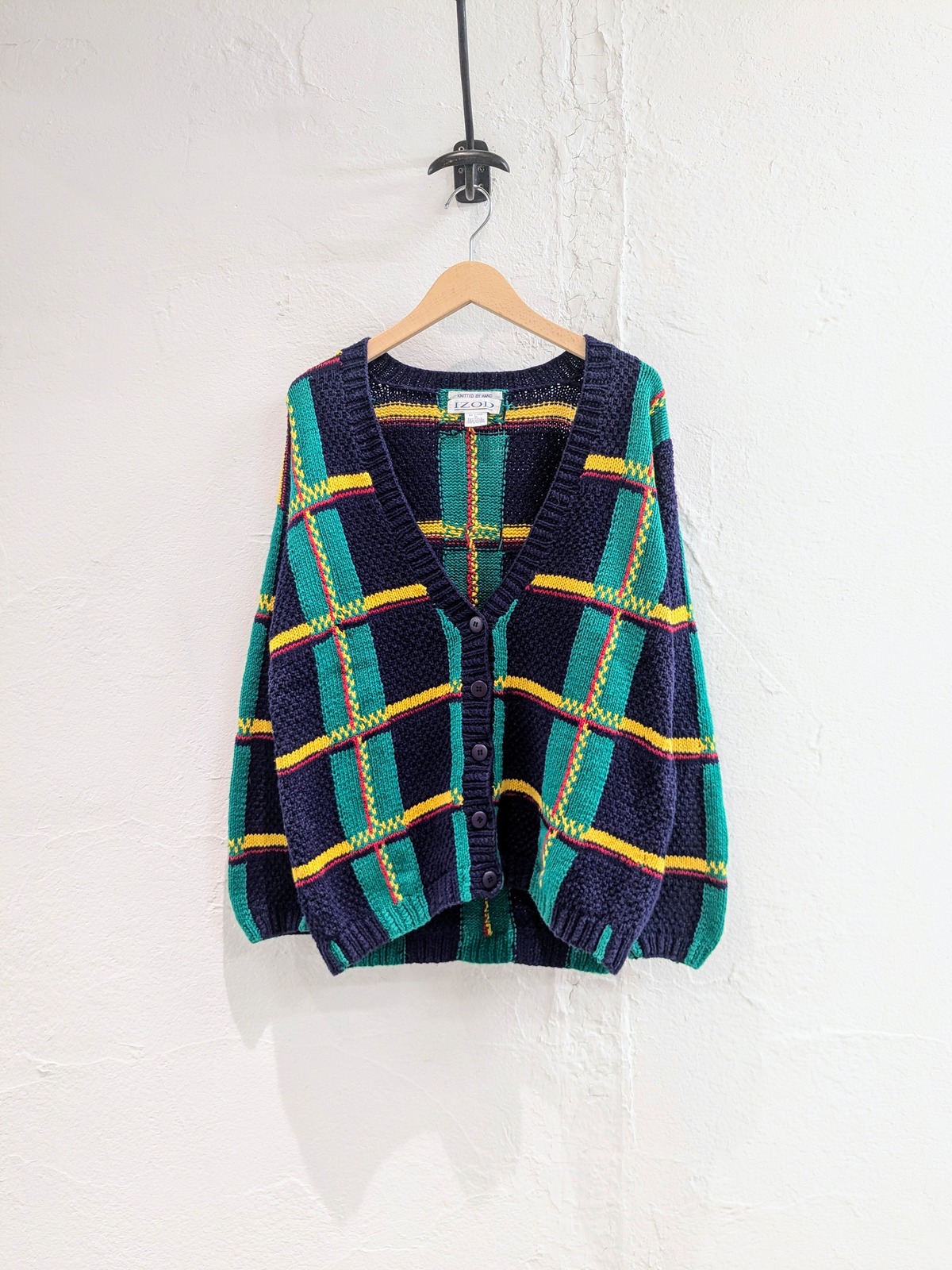 Knit By Hand Check Pattern Knit Cardigan | tokiclothing