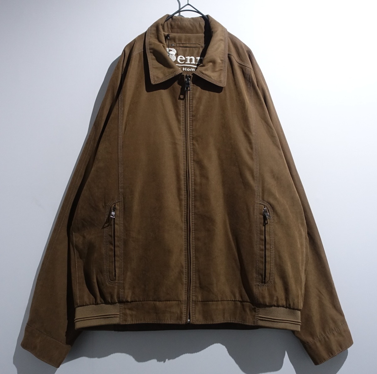 EURO Brown Stitchwork Design Faux Suede Swing Top Blouson | 古着屋 FORCE