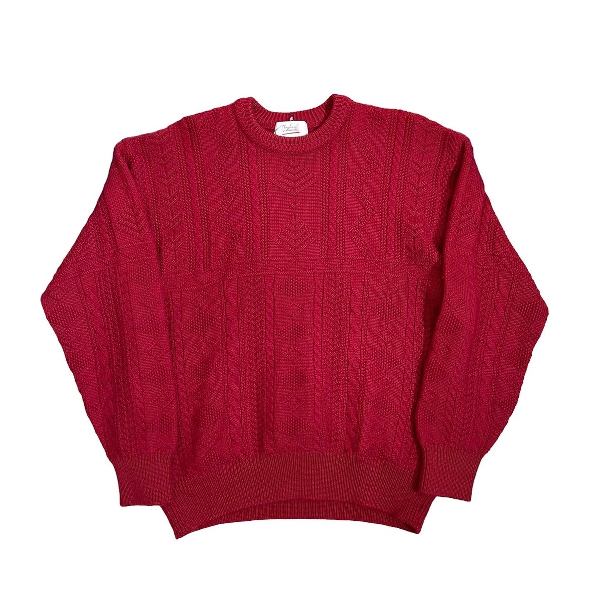 "ixi:z" Red wool design crewneck sweater | Kissmet