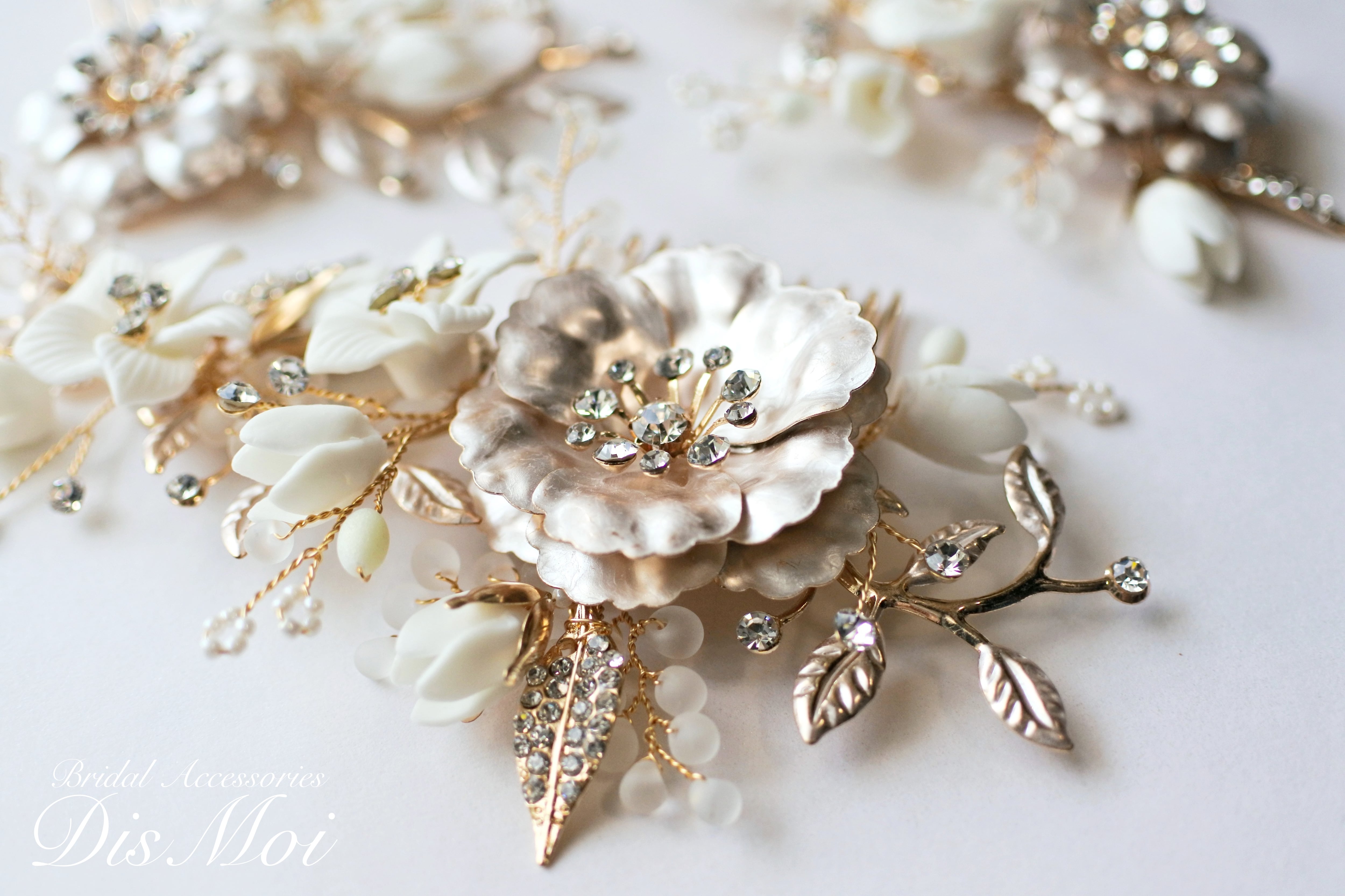 ヘアコームセット ~ブライダルヘッドドレス~ ≪HC-14≫ | DisMoi ヘアコームセット ~ブライダルヘッドドレス~ ≪HC-14≫ | DisMoi