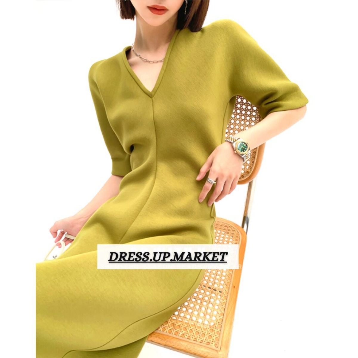 soft touch ハーフスリーブ ワンピース_W291 | Glam.DressLuxa