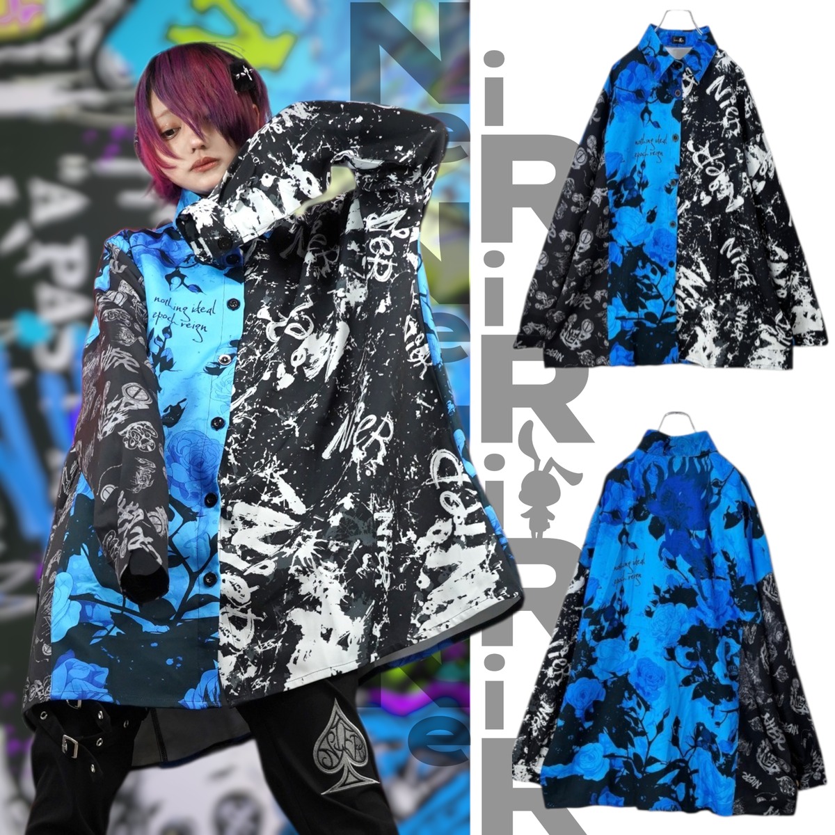 TRIPLE DESIGN SUPER OVERSIZE SHIRT【FACE×ROSE×CRASH】 | NIER CLOTHING