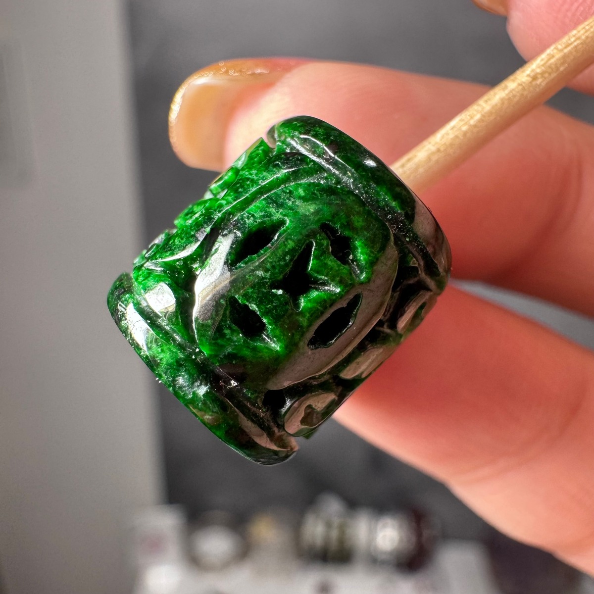 no.3 翡翠 マニ車 約12.4x13.3mm | sumiha7