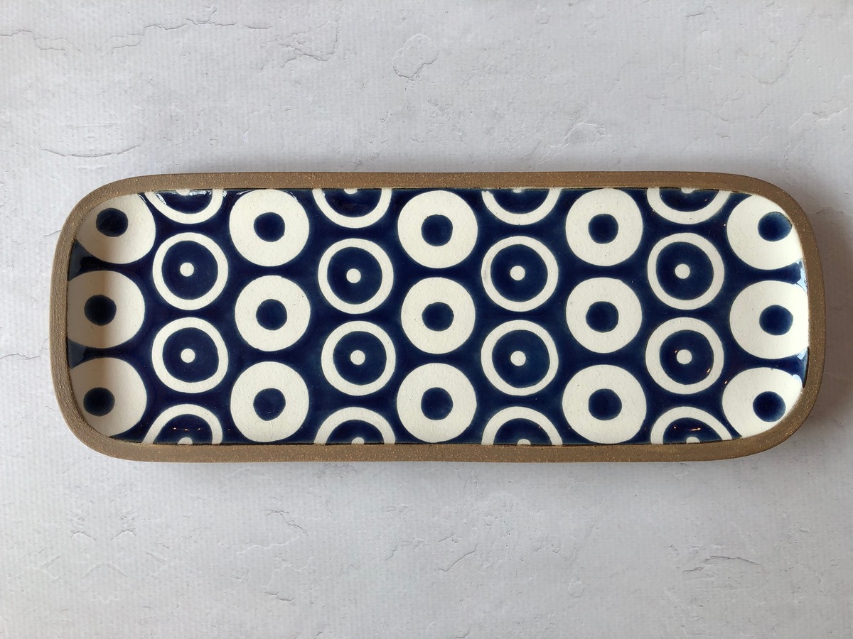 issui pottery 一翠窯 ヘゴ 藍色 角皿 長方 陶器 is07 | GojiGoji sobockle