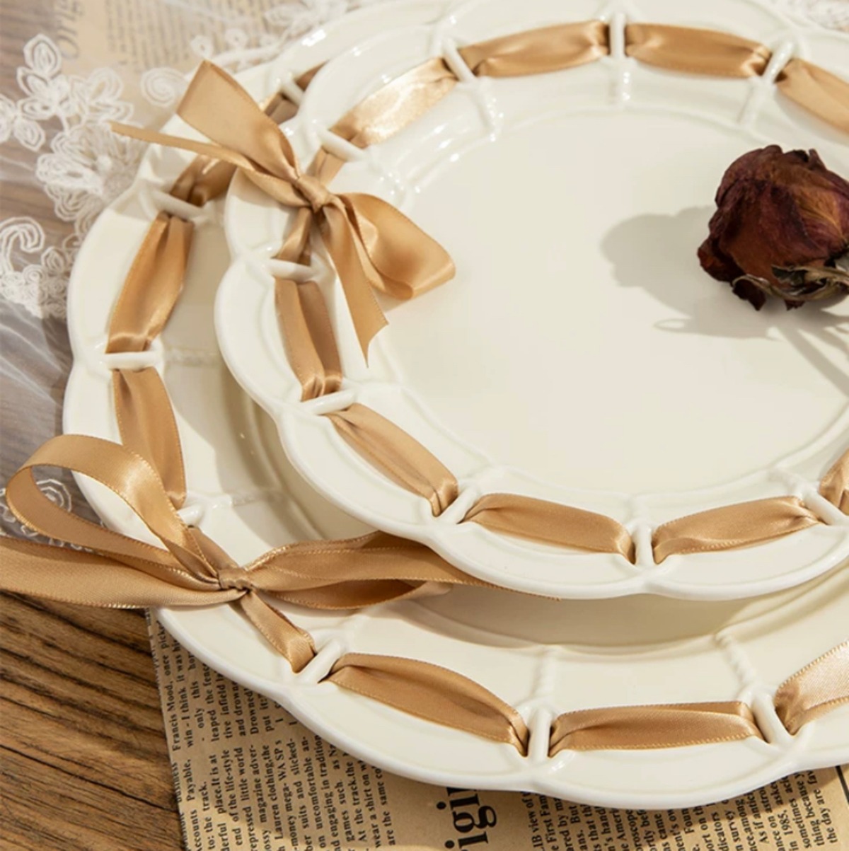 【2set】2 color ribbon plates【C1002】 | craft.meow