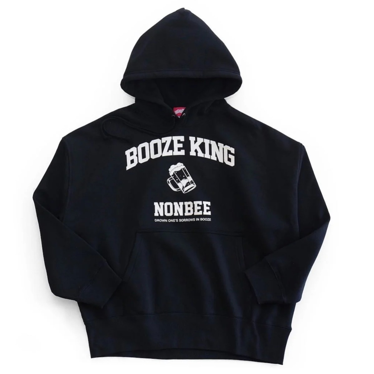 NONBEE BOOZE KING HOODIE black/white | NONBEE WEB SHOP