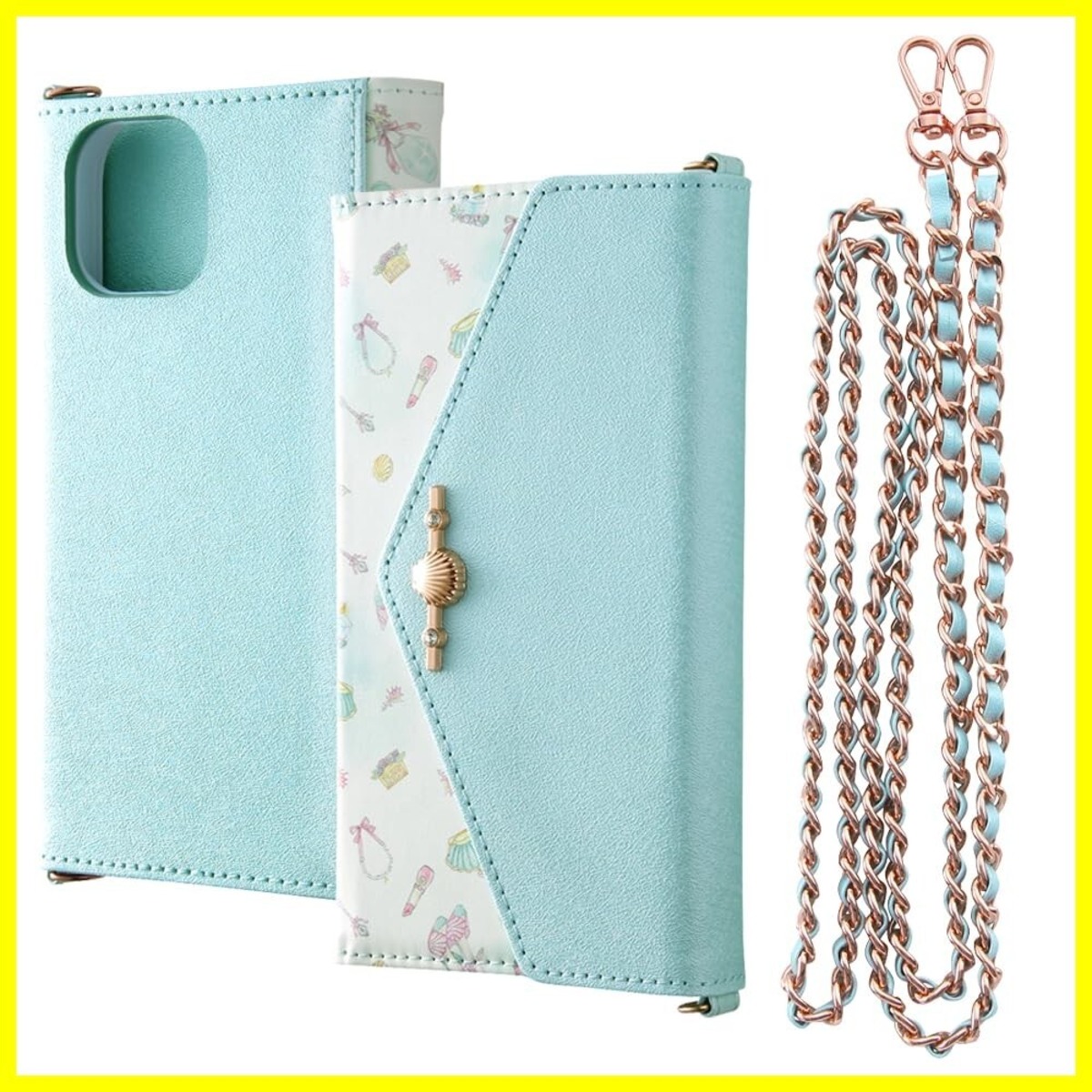 iPhone 15用 ケース ディズニー/手帳型レザーケース Collet ショルダーストラップ付き/アリエル | ayuharu