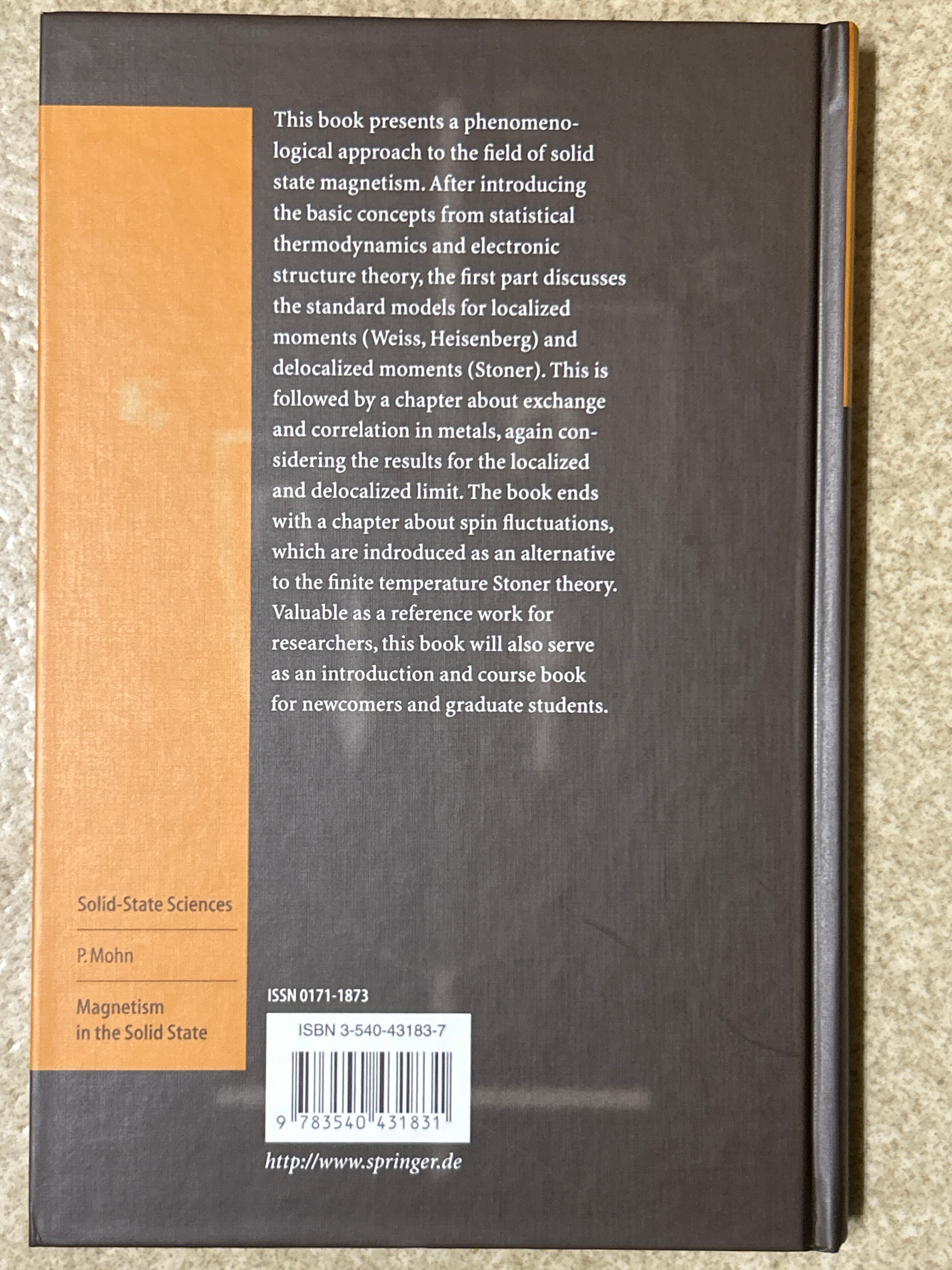 Magnetism in the Solid State: An Introduction. (Springer Series in Solid-State Sciences 134 ...