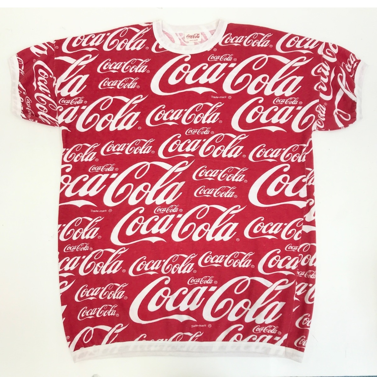 COCA COLA コカコーラ 90〜 00年代 総柄 全柄 ロゴ リンガー Tシャツ レッド XXL 半袖 | 古着屋 EAGLEBASE