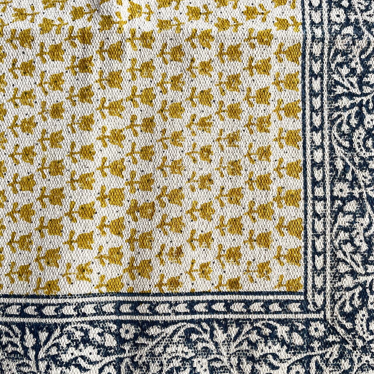 Hand-woven block print rug mat | Elää