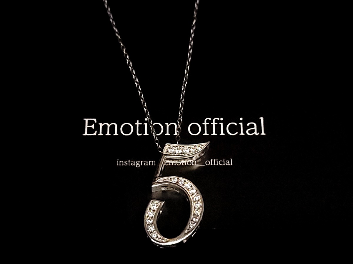 18k plating cz diamond number 5 necklace (white gold) | Emotion__official