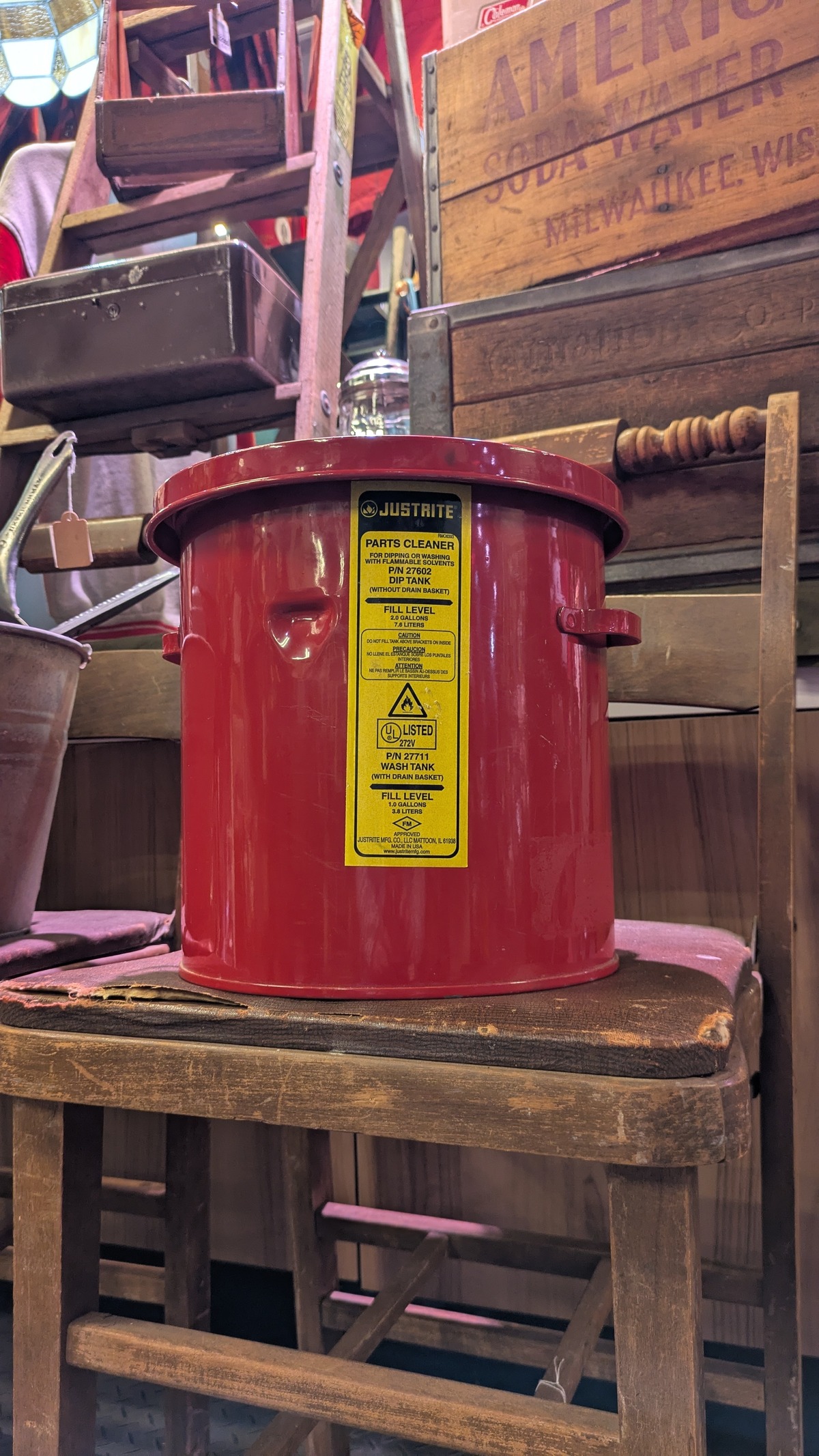 Vintage JUSTRITE Metal Box TrashBox Dustbox Bucket Antique ビンテージ ジャスト ...