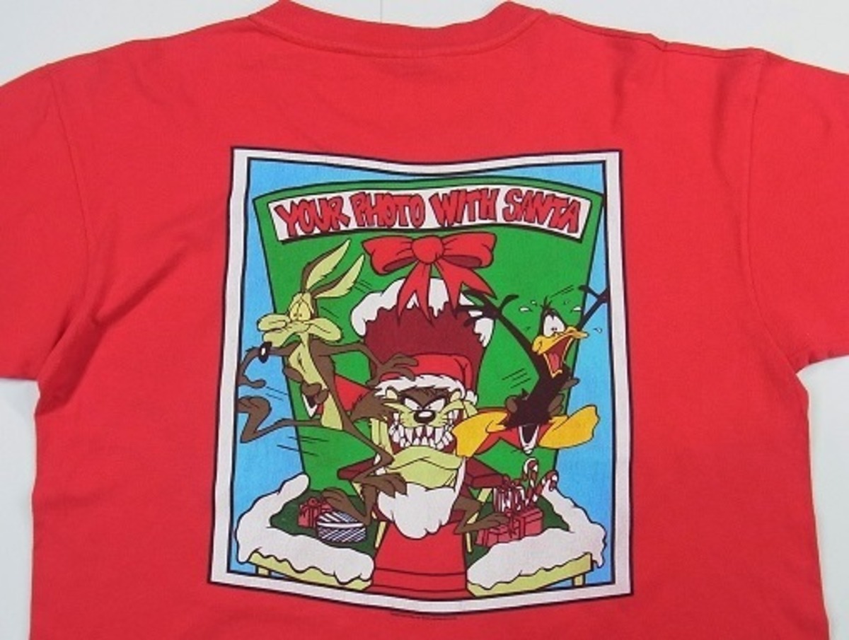 90's TAZ YOUR PHOTO WITH SANTA キャラクター ヴィンテージ Tシャツ | CYCLONE