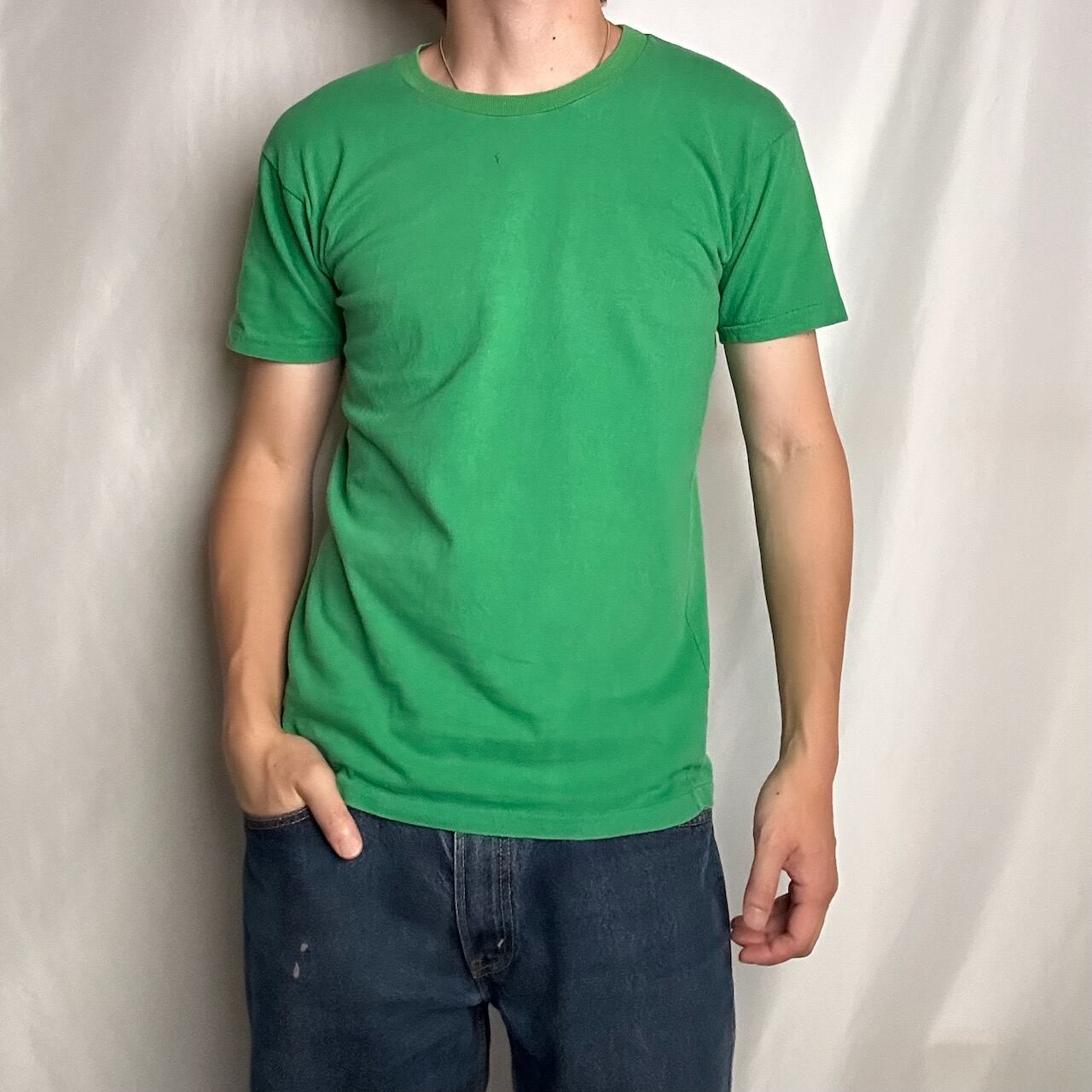 80s~90s 褪色 フェード 無地Tシャツ 緑 古着 | Pay ID 80s~90s 褪色 フェード 無地Tシャツ 緑 古着 | Pay ID