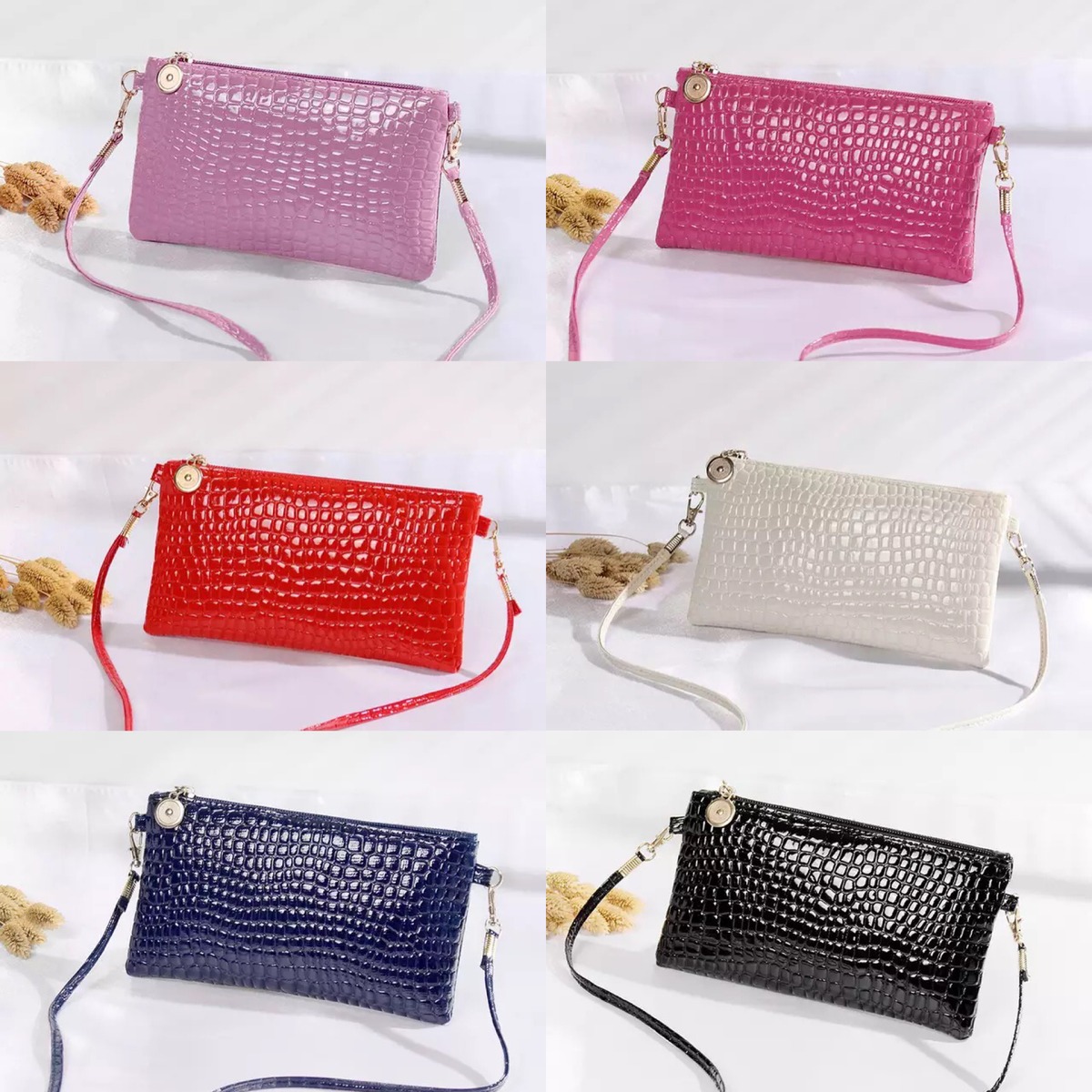 六色展開 クラッチバッグ/ハンドバッグ ショルダーバッグと2way仕様♪ ポーチとしても クロコダイル調 | honeyhonesty