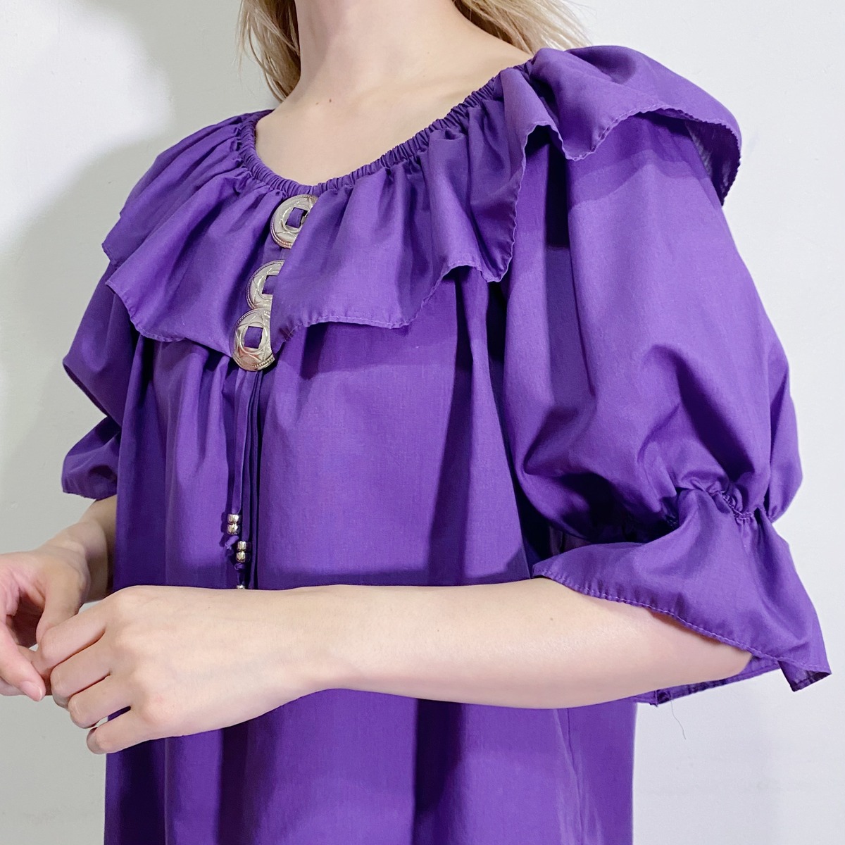 80s purple frill tunic top | LEMON