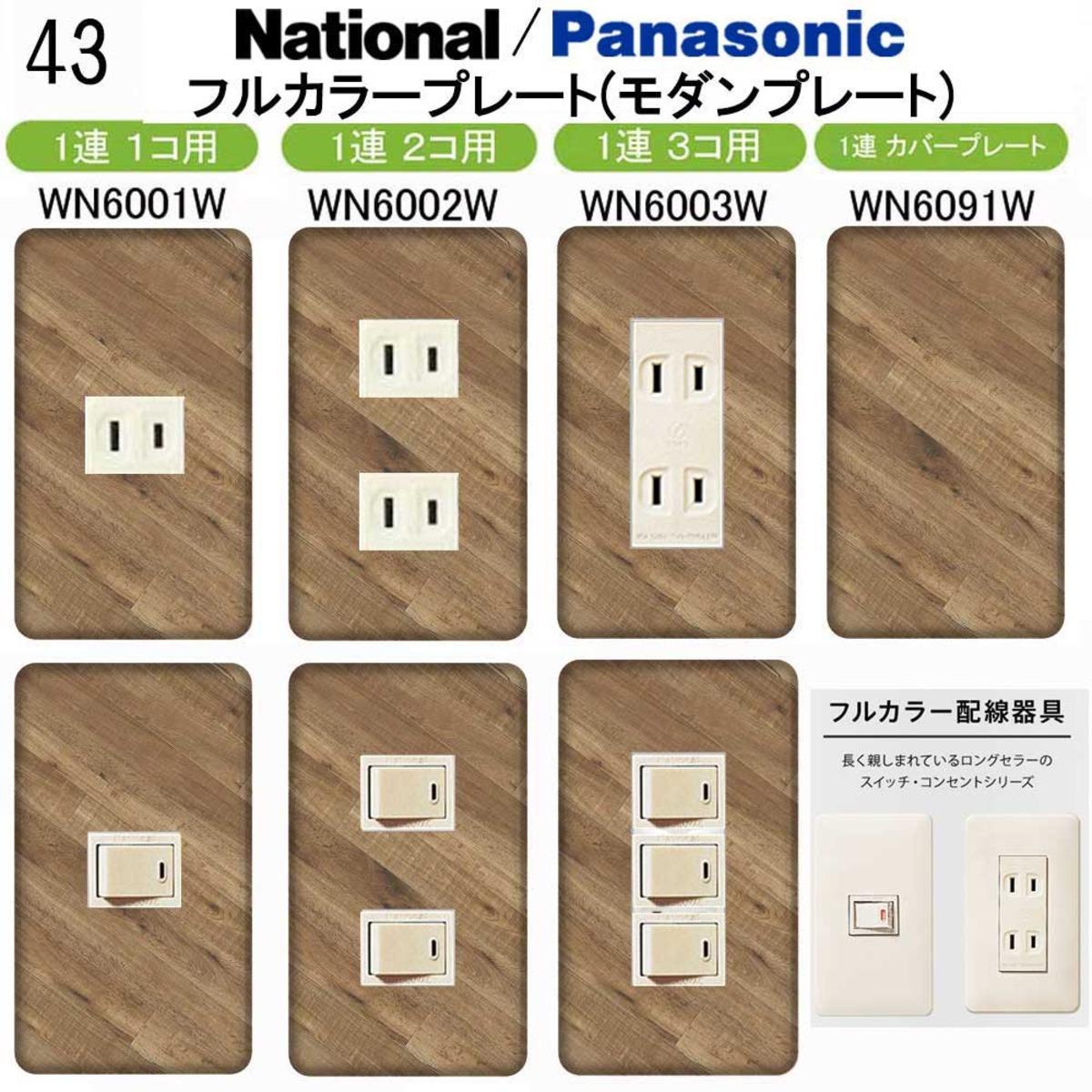 木目調柄 プレミアムウッド(ヴィンテージライト) 43番 パナソニック 【フルカラー(モダン)プレート】1連 コンセントプレート スイッチプレート | CASEMAKER