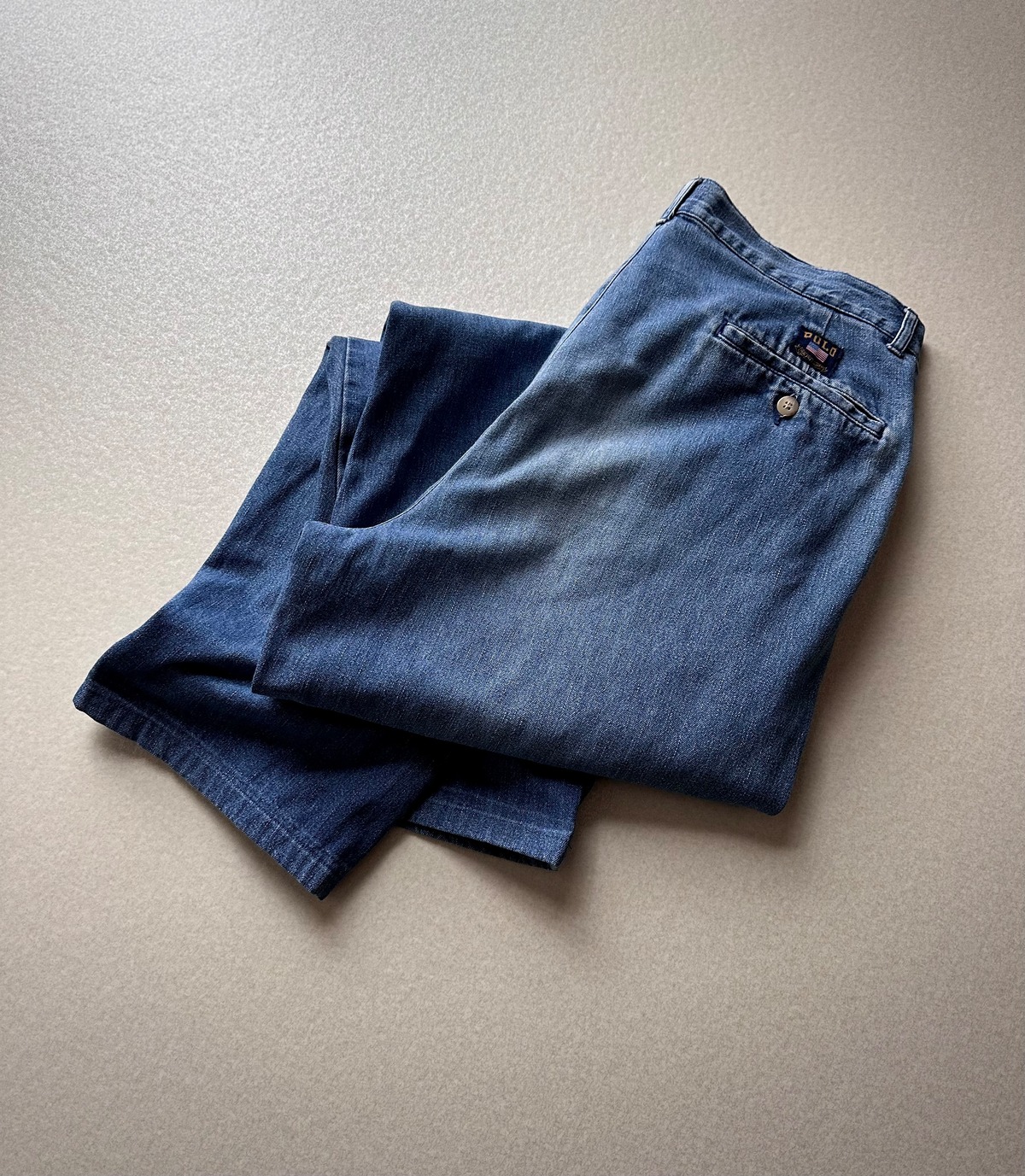 90s “ RALPH LAUREN ” POLO-TAG INDIGO DENIM TROUSERS OLD VINTAGE ラルフローレン ...