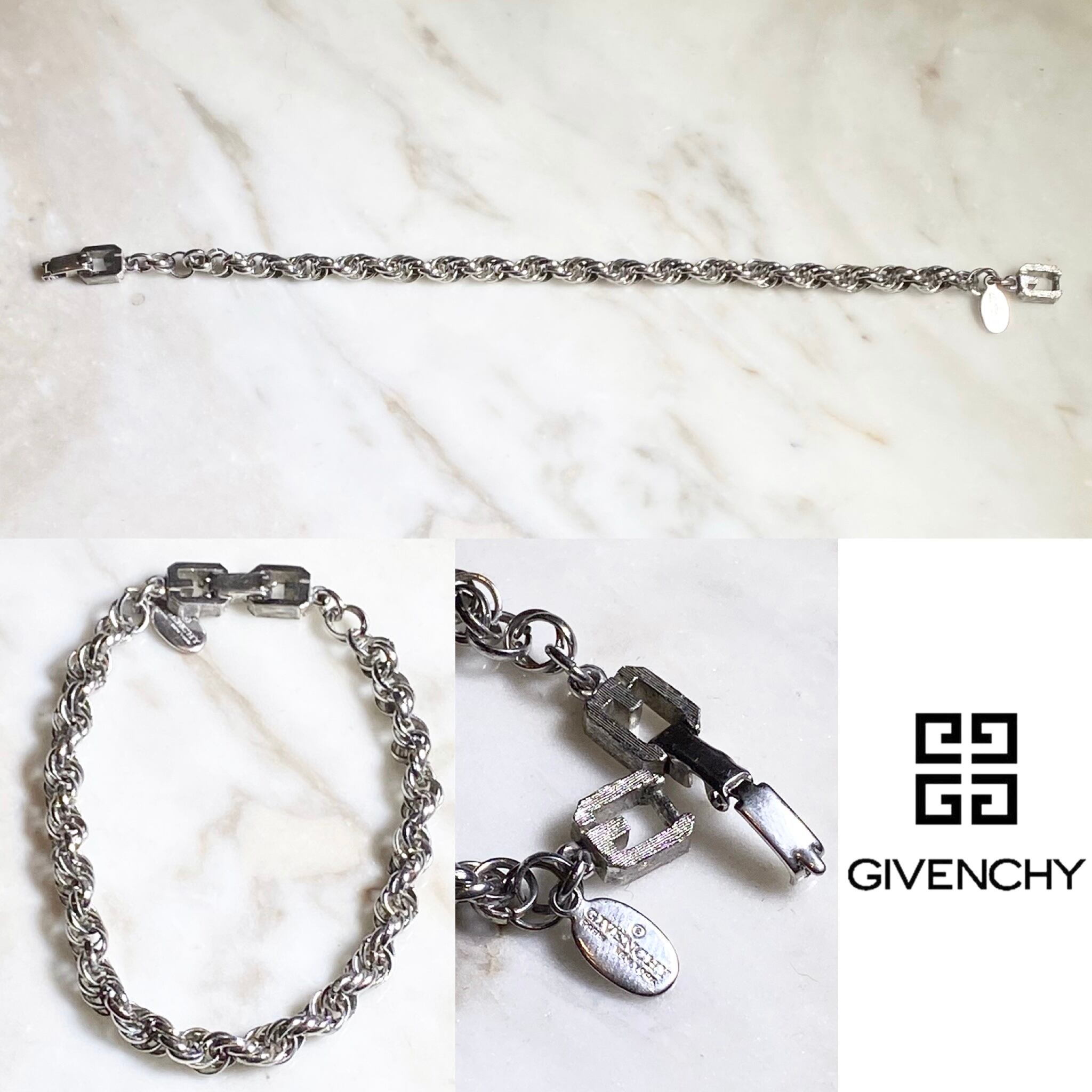 vintage GIVENCHY silver color metal twist chain bracelet | NOIR ONLINE