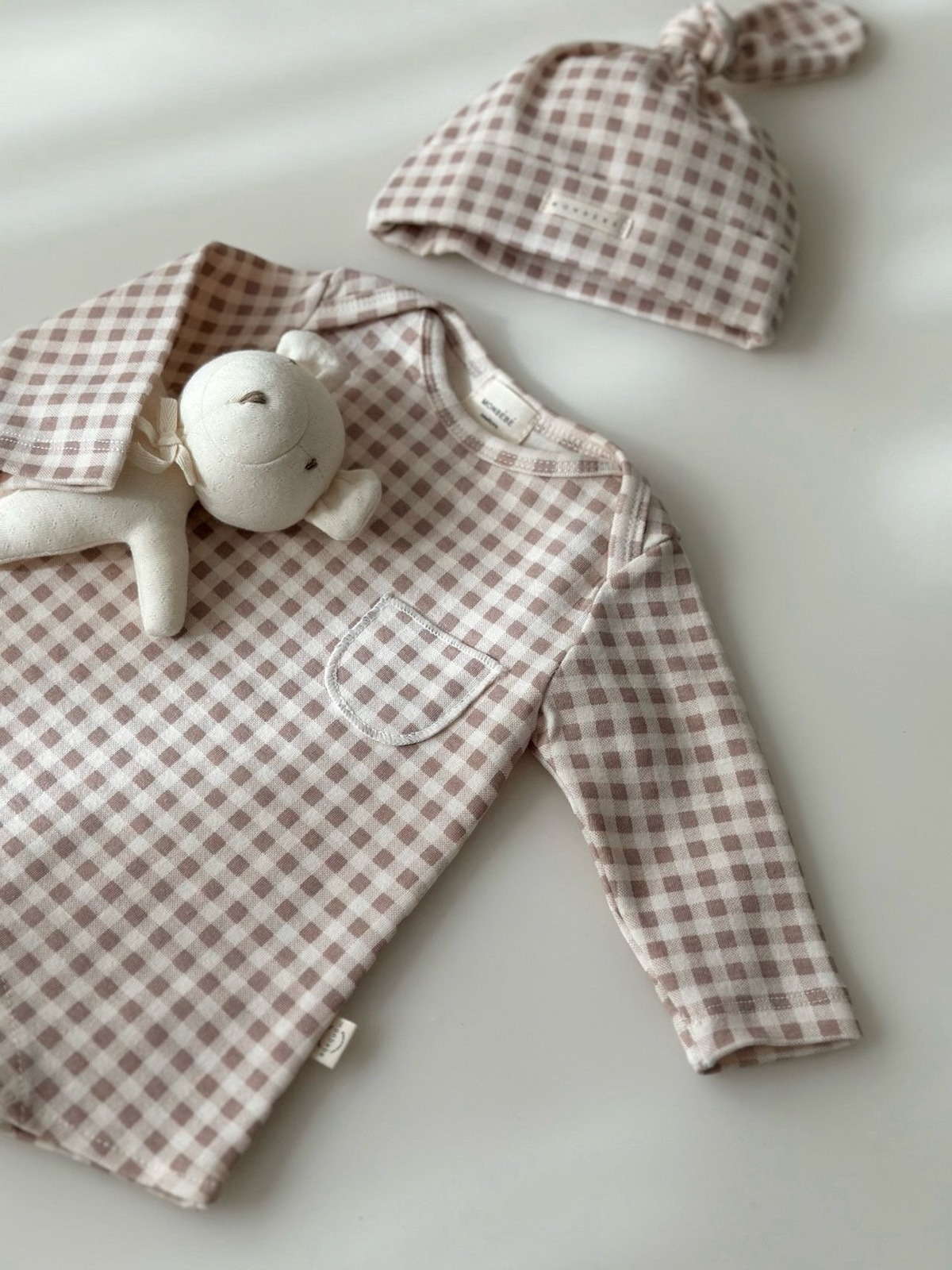 〈new born〉color check boy suit with bonnet【monbebe】 | lil.byhome