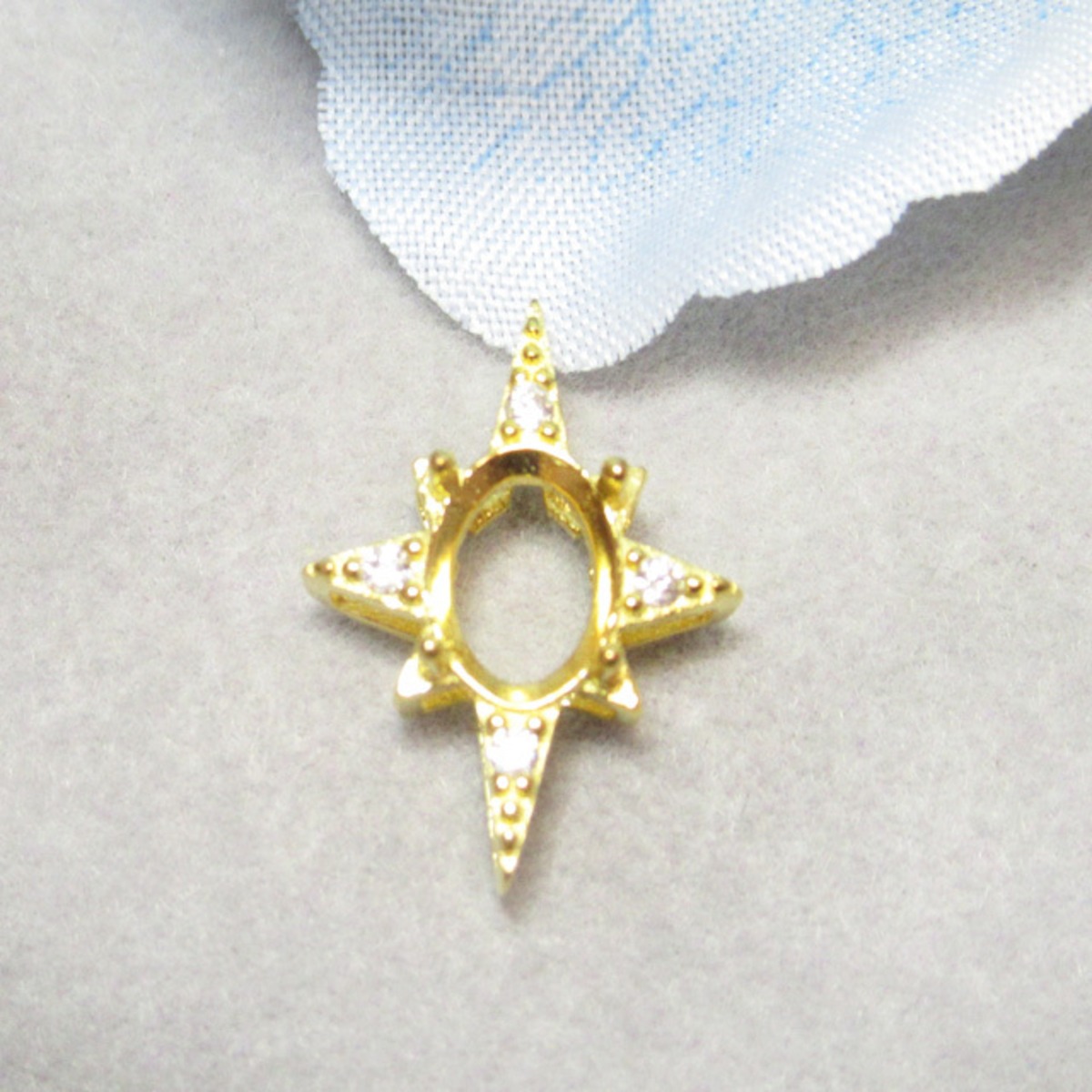 7×5㎜ 八芒星CZ S925 ペンダント セッティング YG | rue Sepia