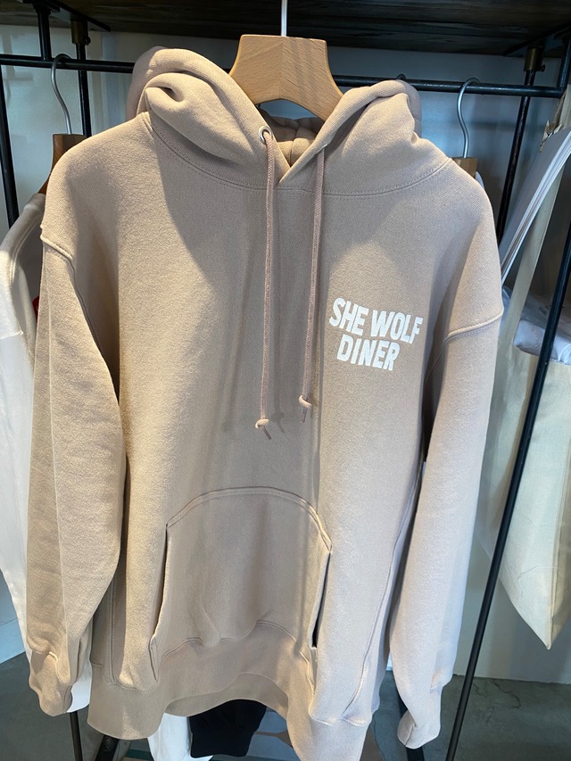 SWD ORIGINAL HOODIE (SALMON PINK/WHITE) | shewolfdiner