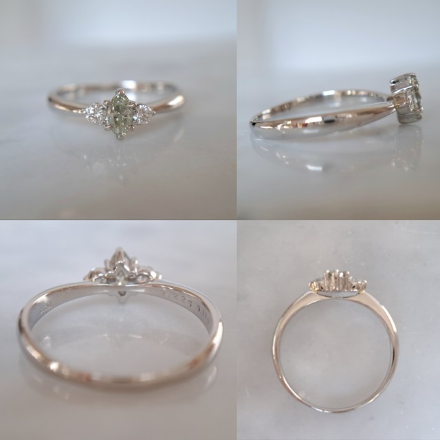 Pt900 GIA/CGL【カメレオン】グリーンダイヤモンド(0.226ct)/ダイヤモンド(0.110ct)リング | fancy color plus