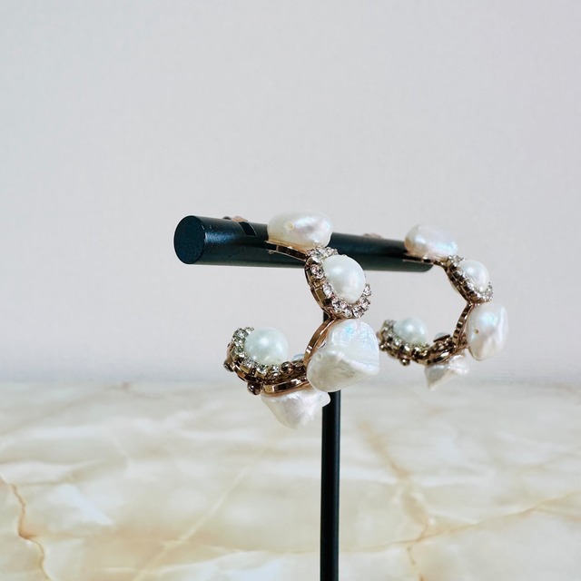 【954】淡水パールフープピアス | BELLA GENTE